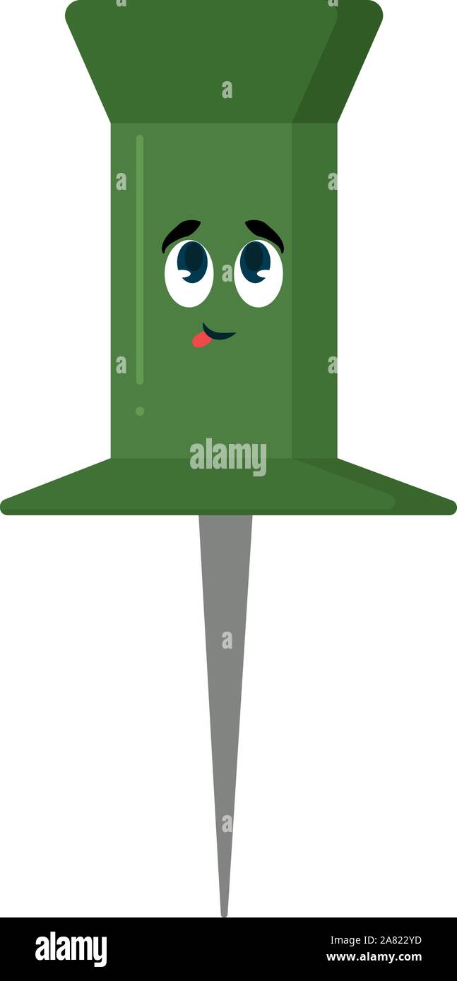 Green pin, illustration, vector on white background Stock Vector Image ...