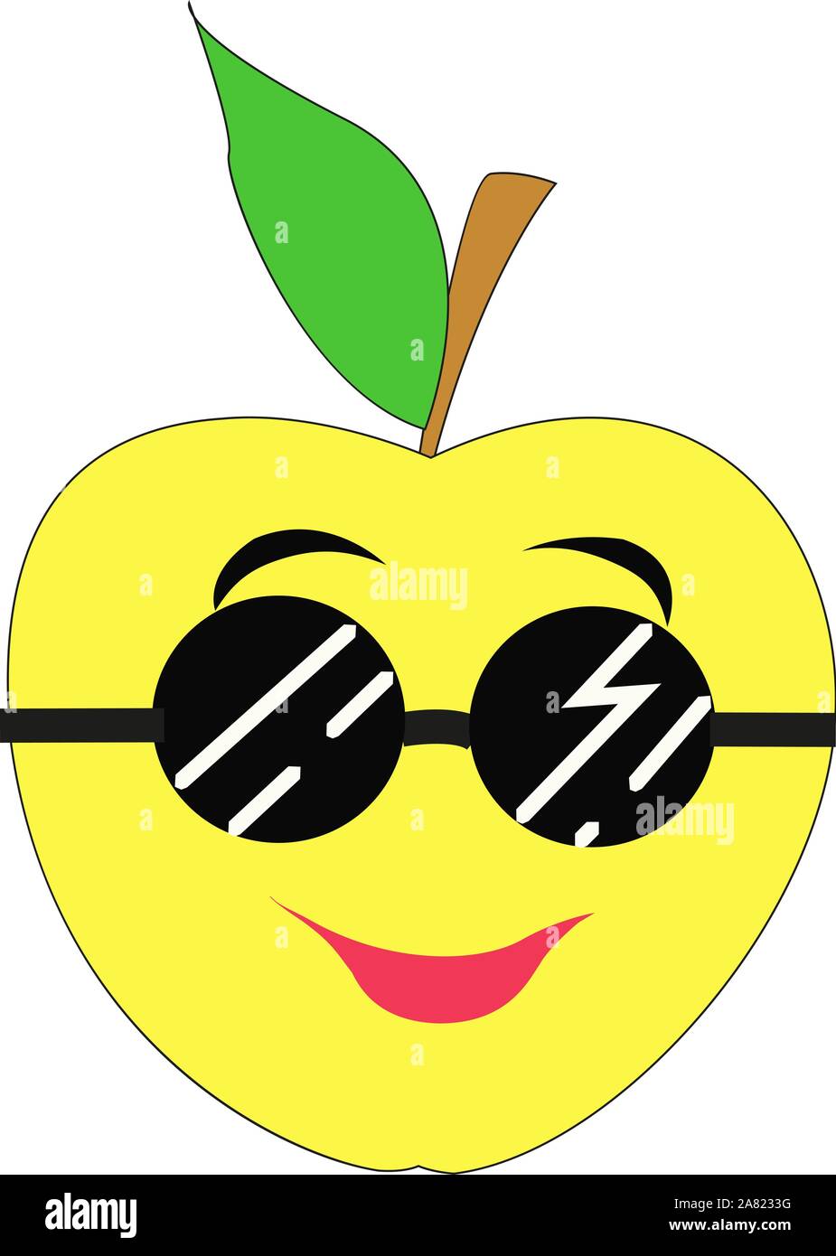 Yellow apple, illustration, vector on white background Stock Vector ...