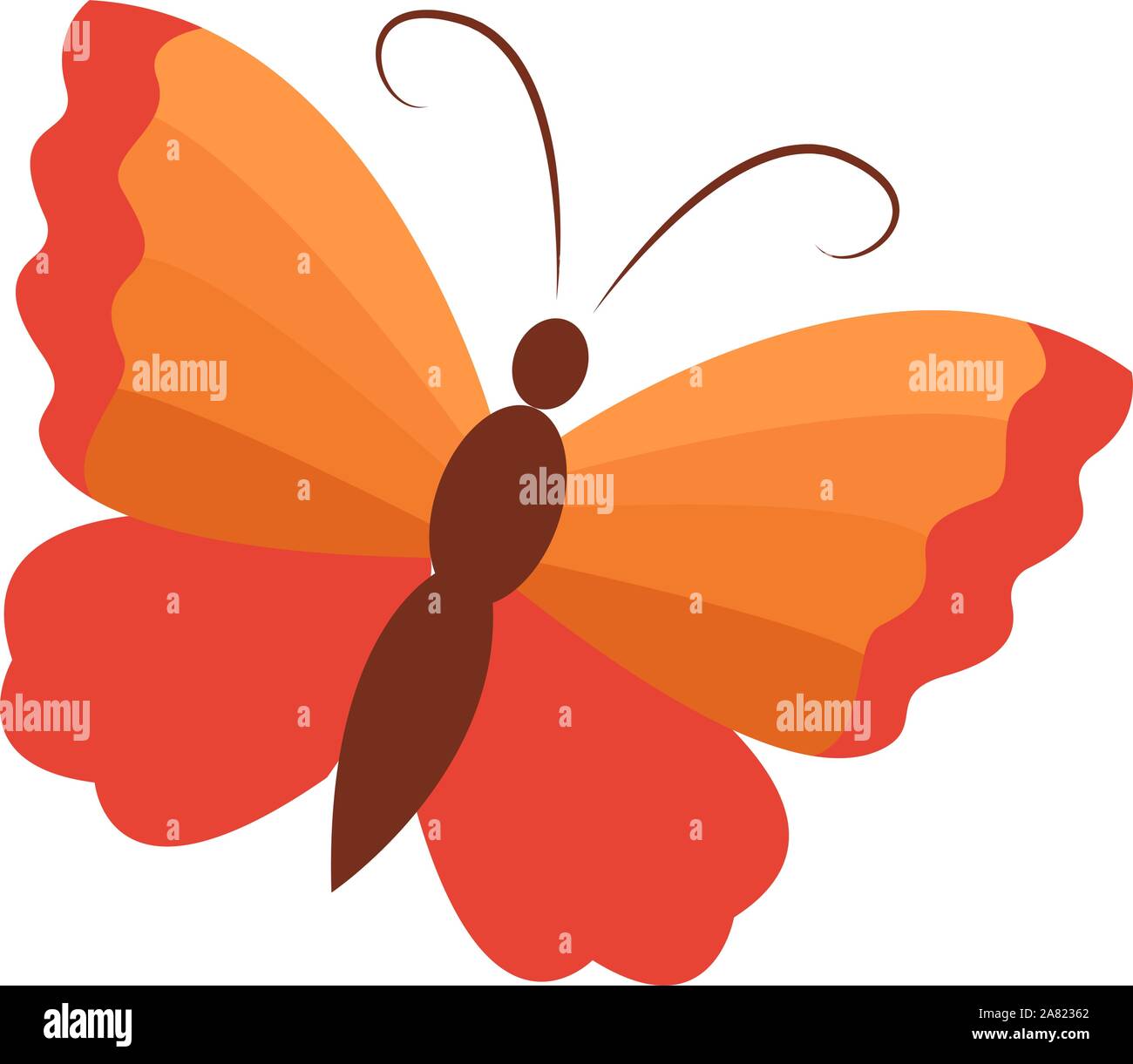 Orange butterfly, illustration, vector on white background Stock Vector ...