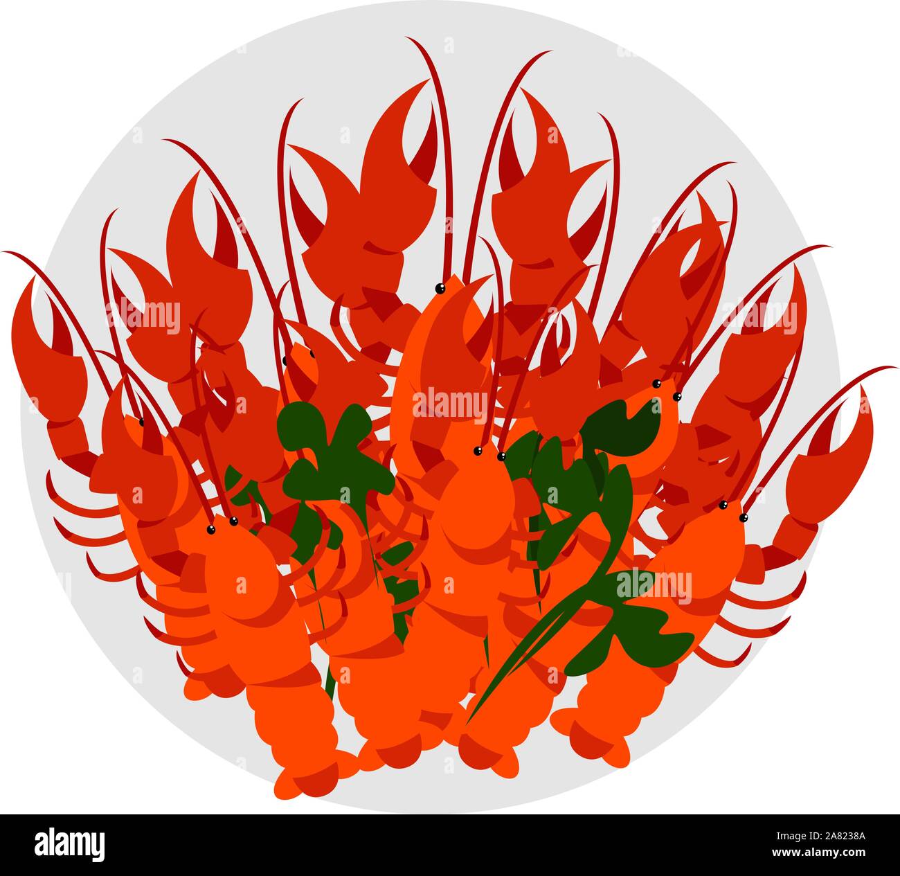 Boiled crayfish, illustration, vector on white background Stock Vector ...