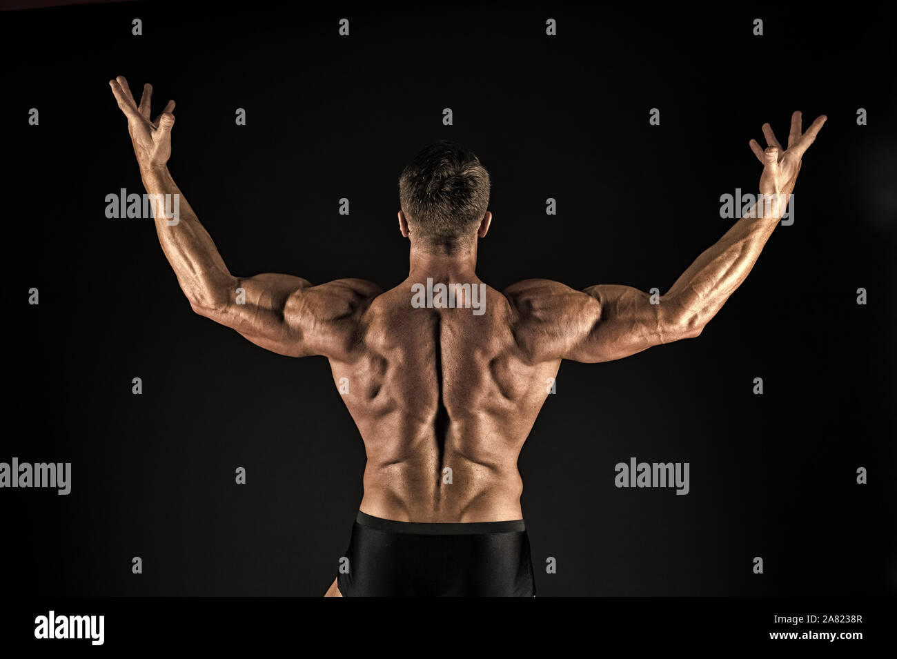 Macho handsome with muscular torso. Masculinity and sport. Improve ...