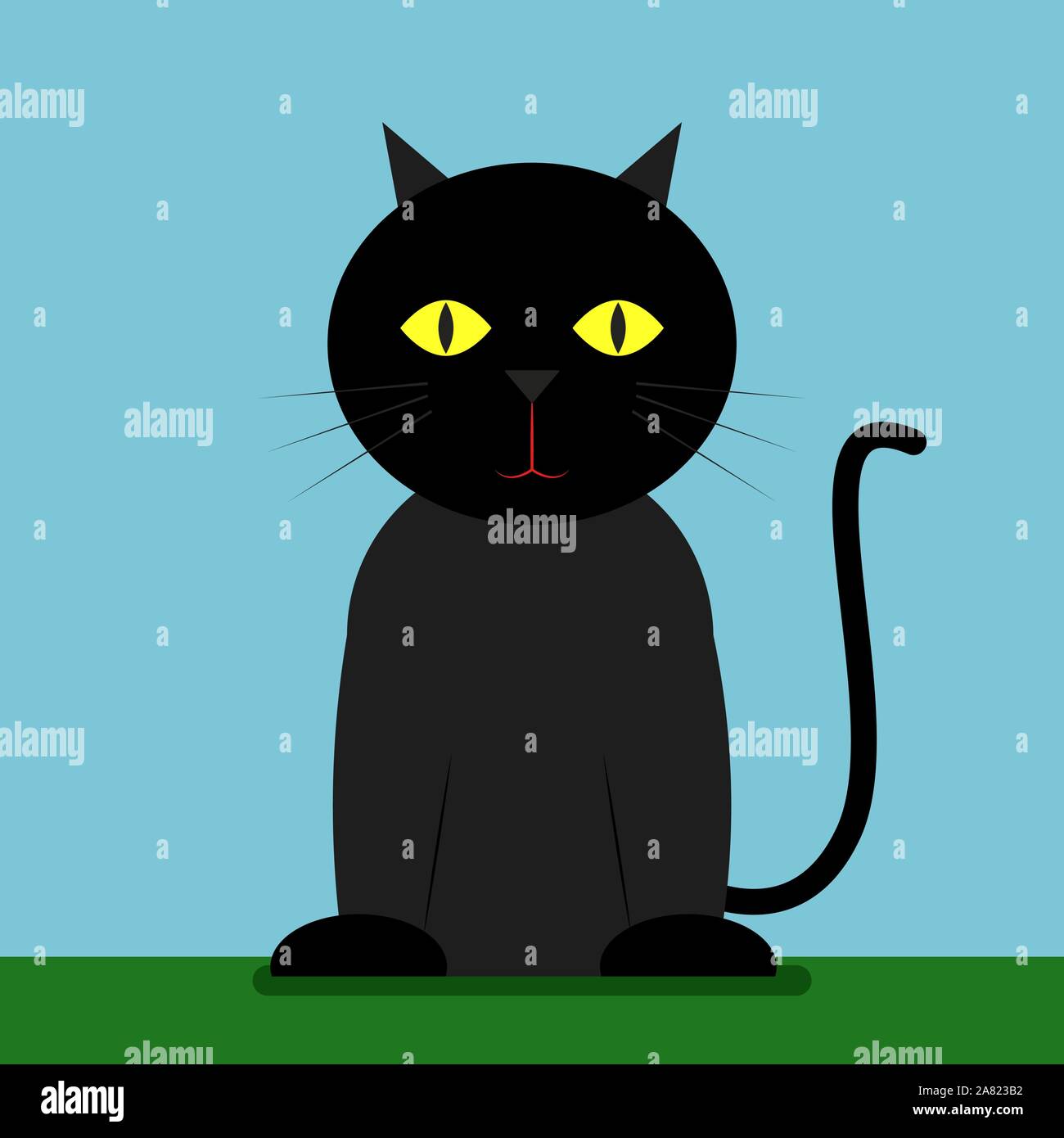Black cat, illustration, vector on white background Stock Vector Image ...