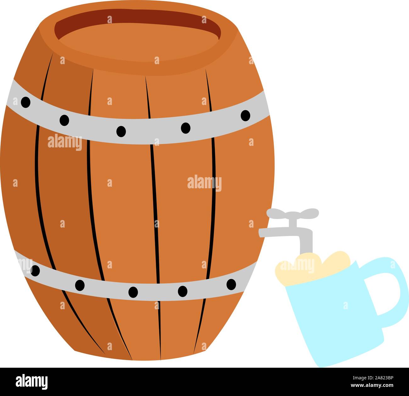 Barrel of beer, illustration, vector on white background Stock Vector ...
