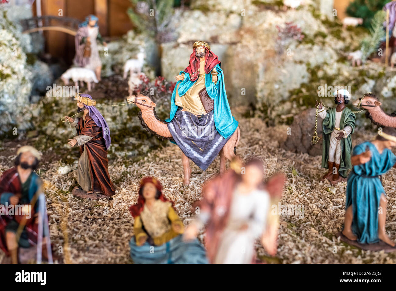 Religious figures of nativity scene at Christmas Stock Photo - Alamy