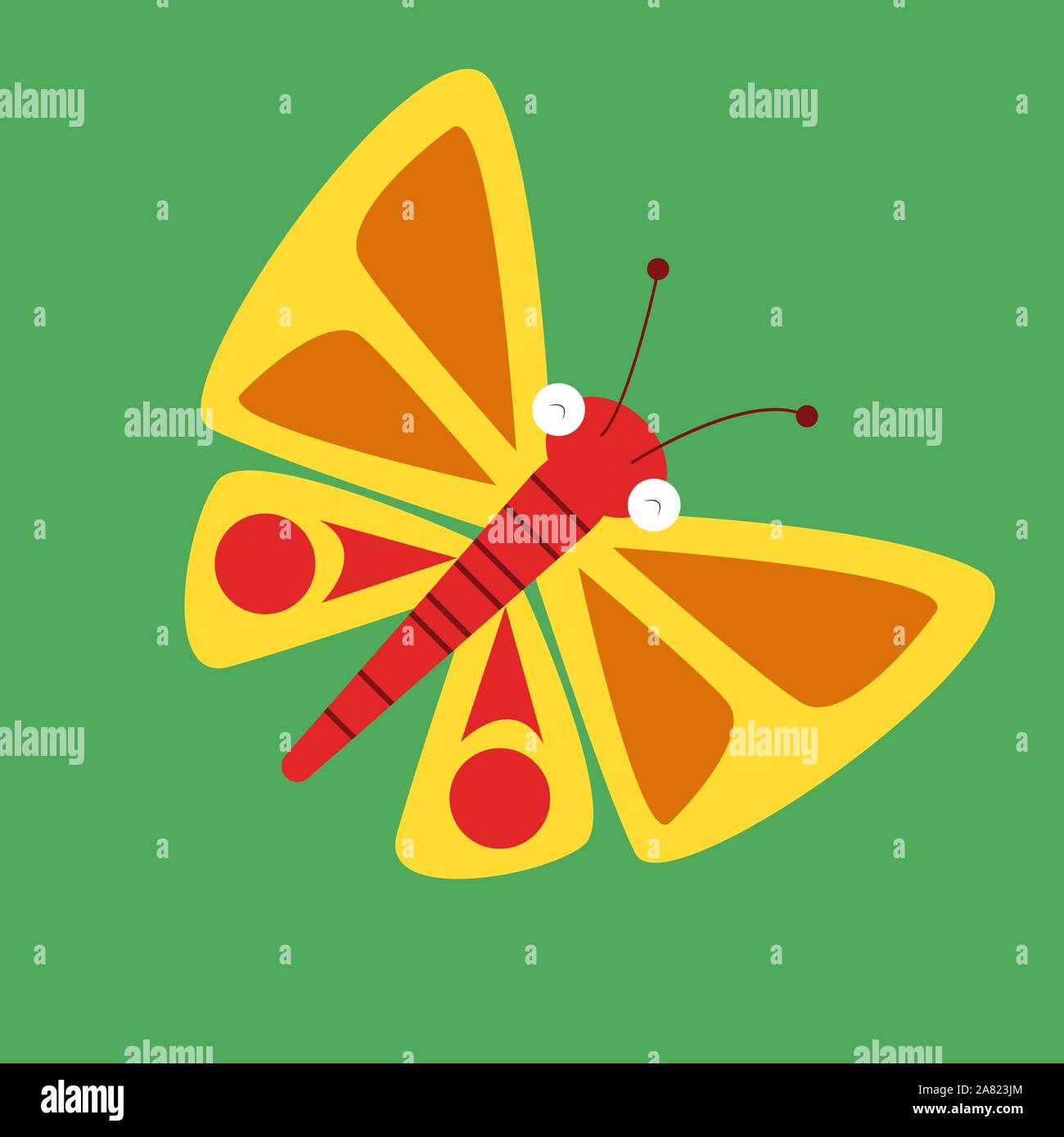 Yellow butterfly, illustration, vector on white background Stock Vector ...