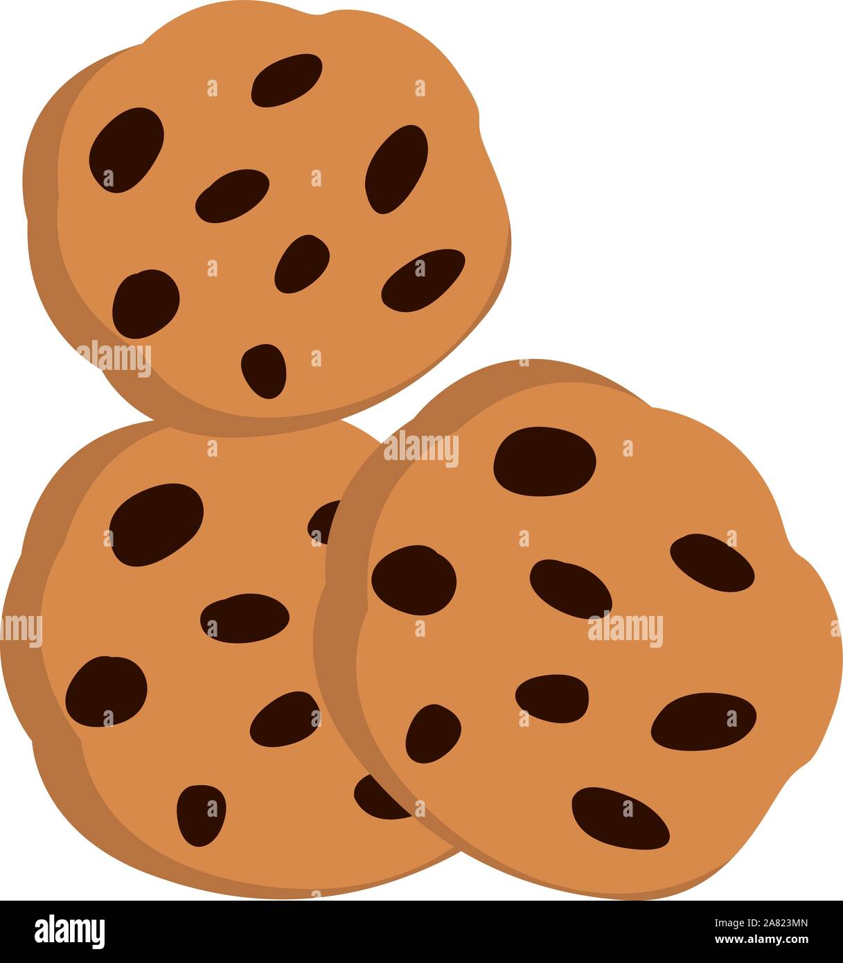 Chocolate chip cookie, illustration, vector on white background Stock ...