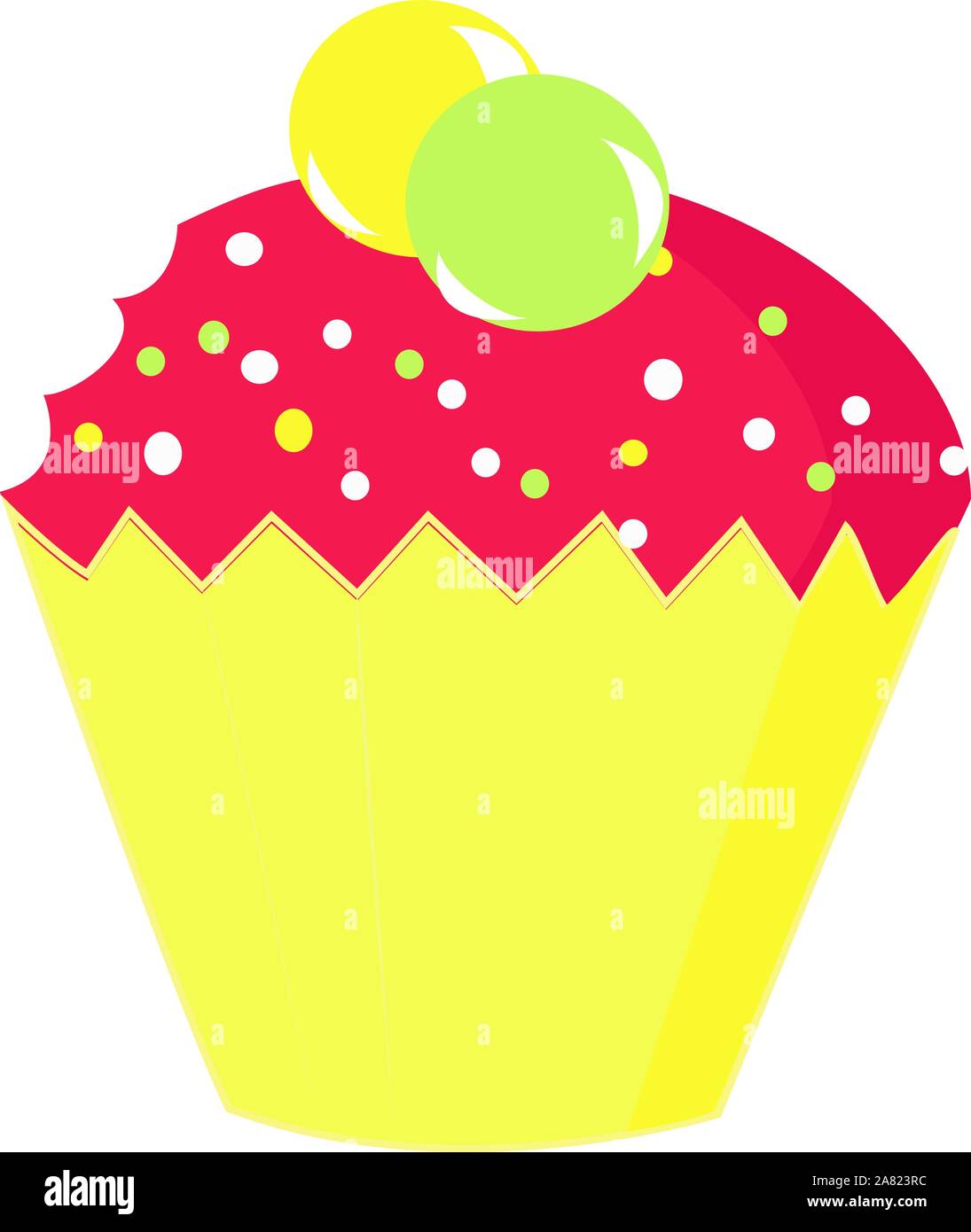 Yellow cupcake, illustration, vector on white background Stock Vector ...