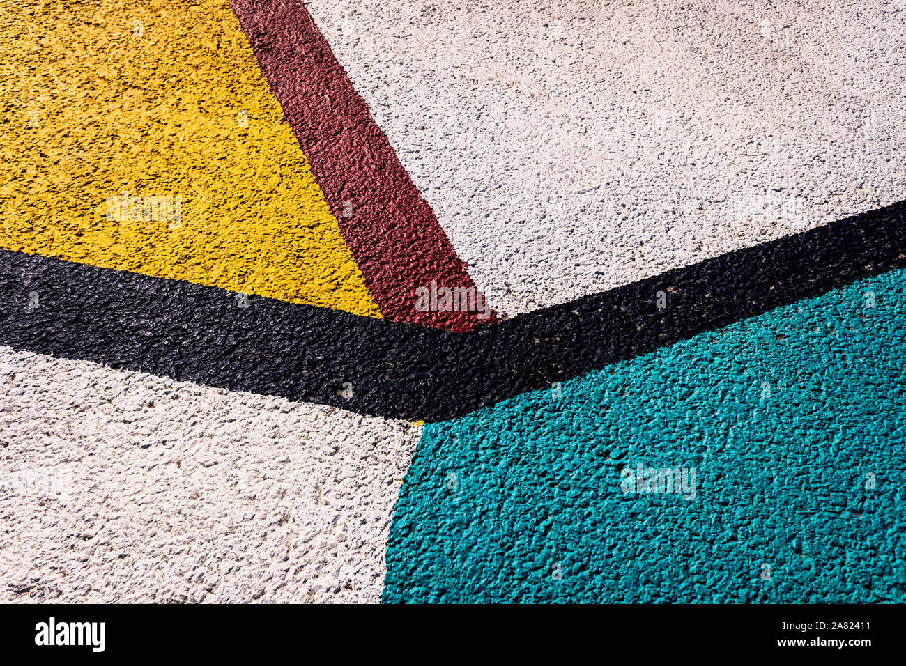 Grunge halftone asphalt wall texture and colorful rough stone surface ...