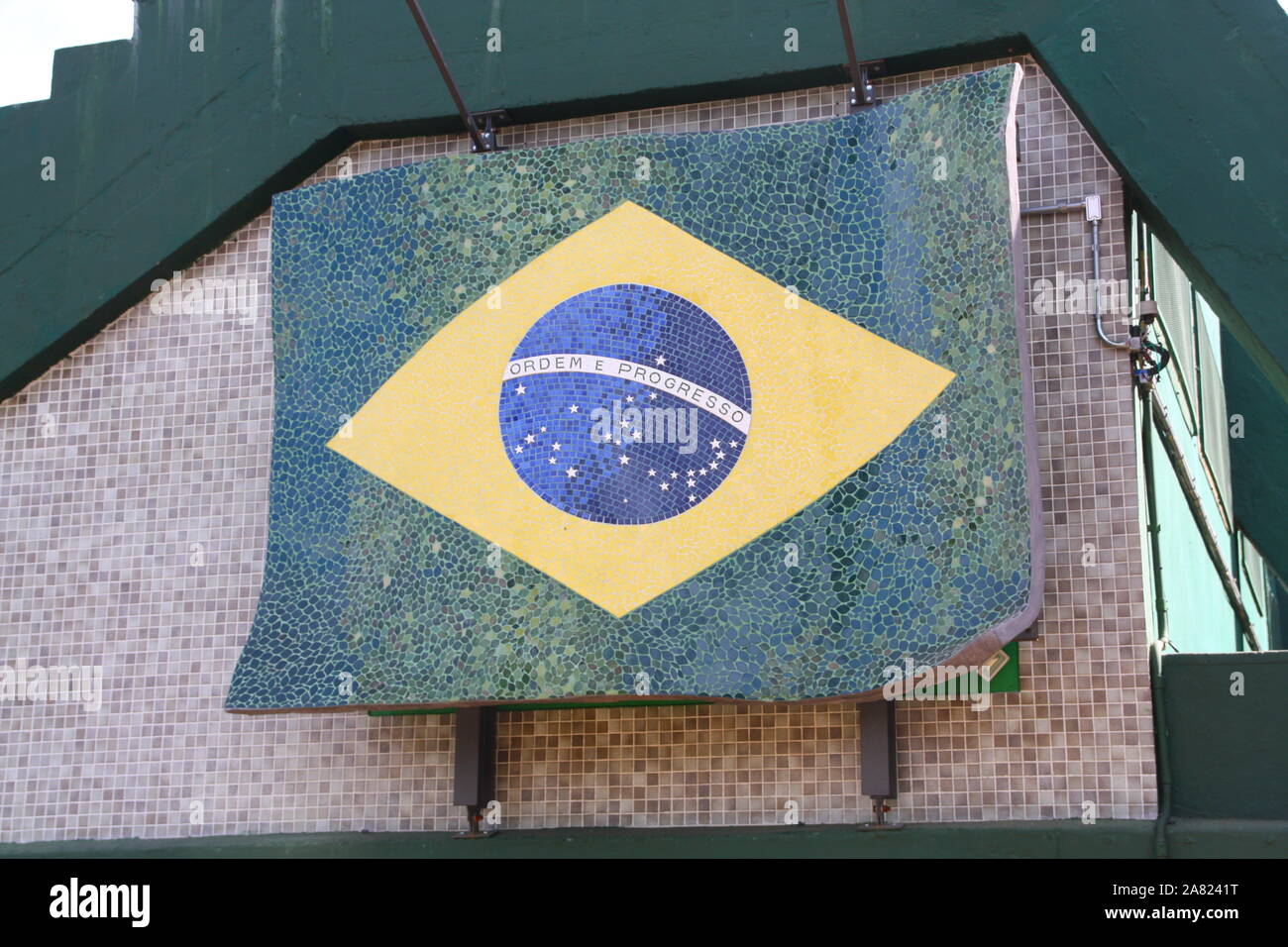 Mosaic Brazilian flag, Praça Ayrton Senna square, São Paulo, Brazil ...