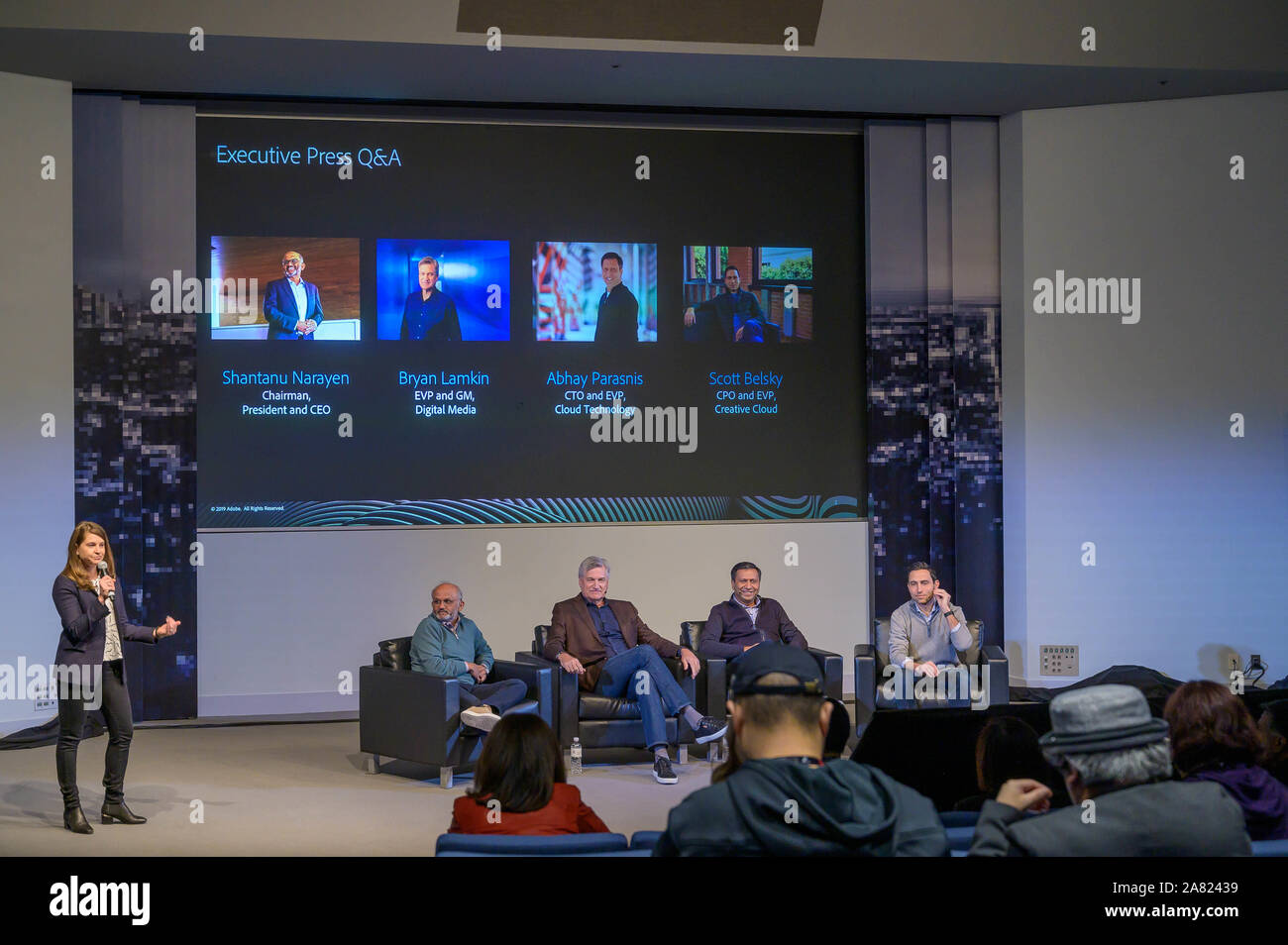 Los Angeles, California, USA. 4th Nov, 2019. Adobe Systems executives ...