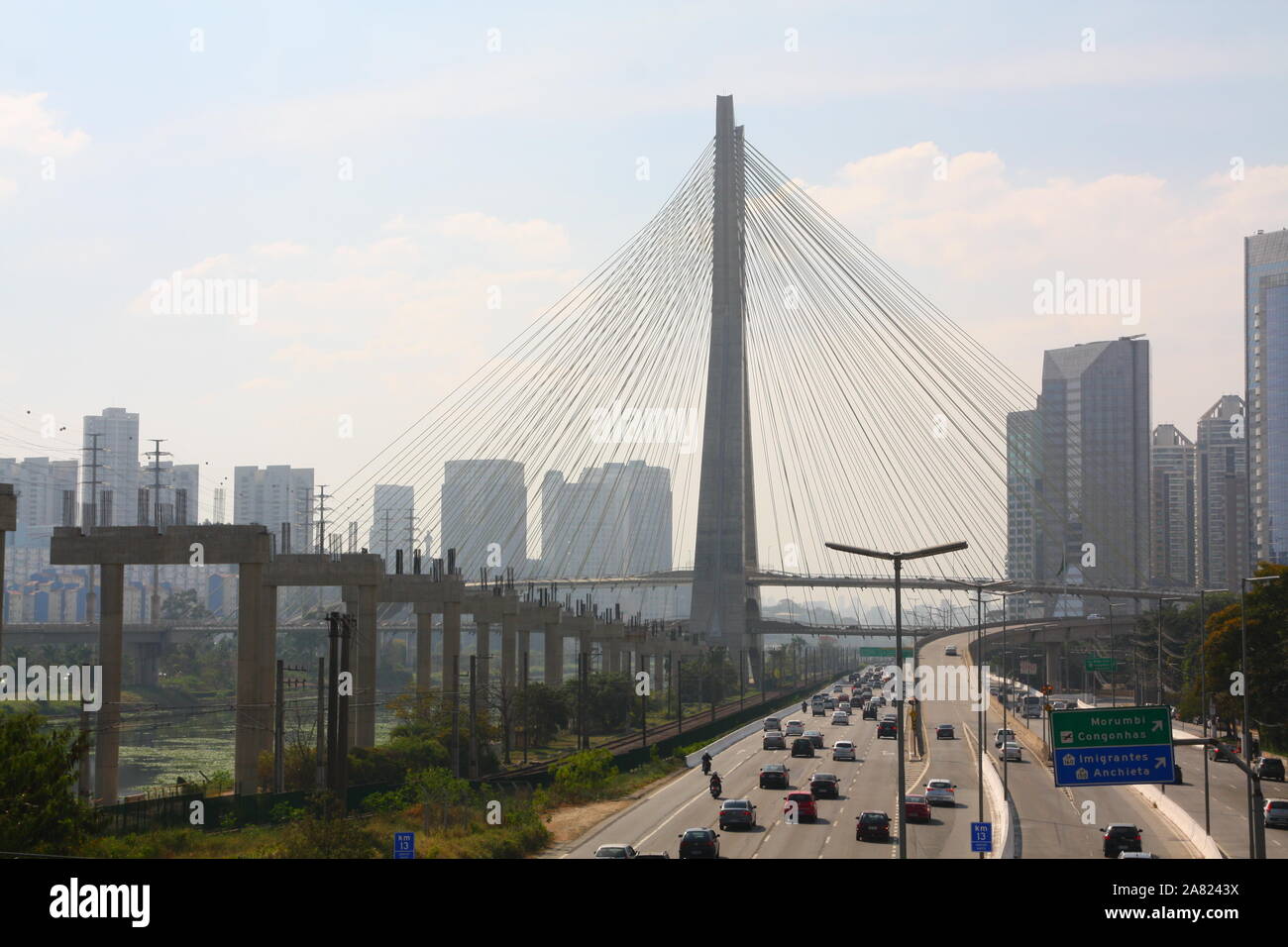 Octávio Frias de Oliveira Bridge on Marginal Pinheiros, São Paulo ...