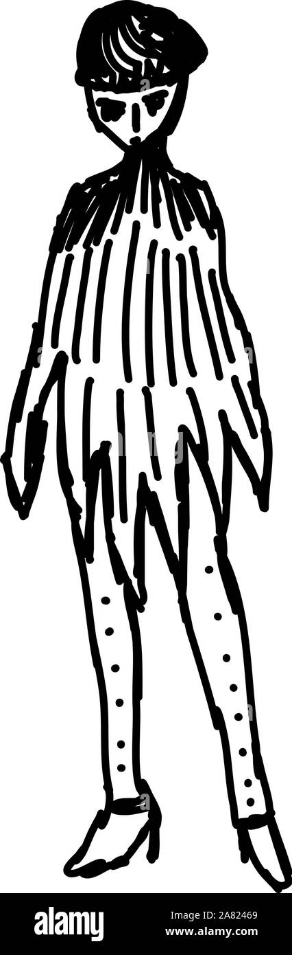 Crazy figure sketch, illustration, vector on white background Stock ...