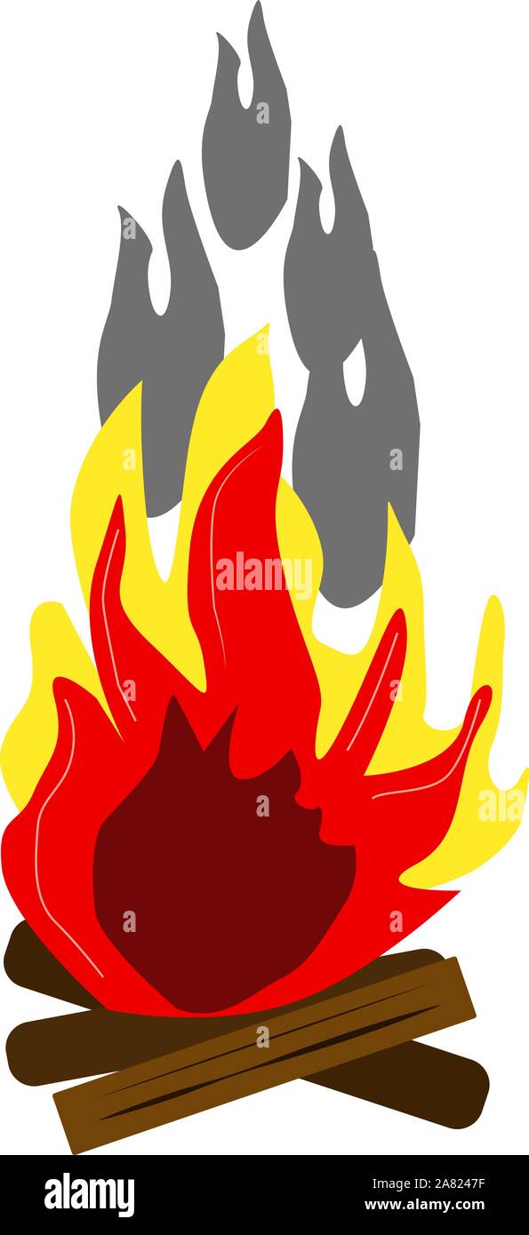 Big bonfire, illustration, vector on white background Stock Vector ...