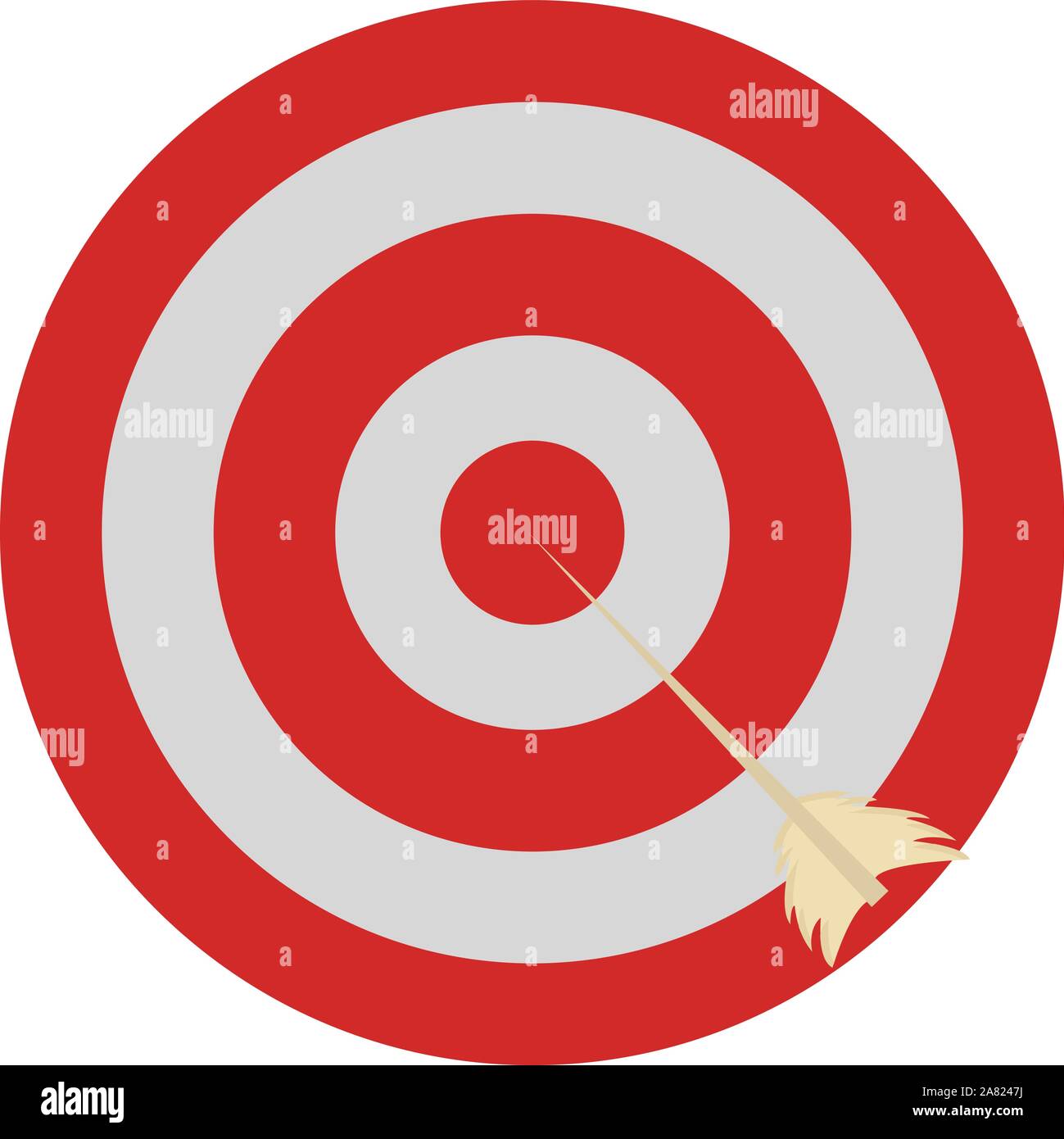 Dart in target, illustration, vector on white background Stock Vector ...