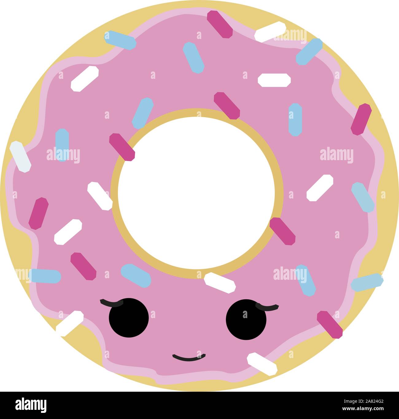 Pink donut, illustration, vector on white background Stock Vector Image ...