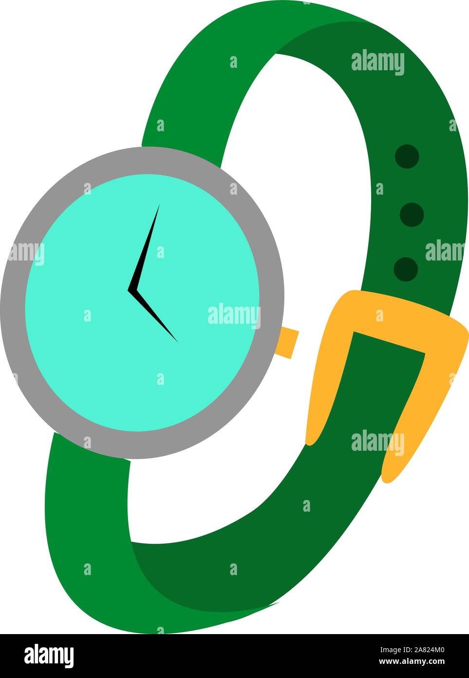 Green watch, illustration, vector on white background Stock Vector ...