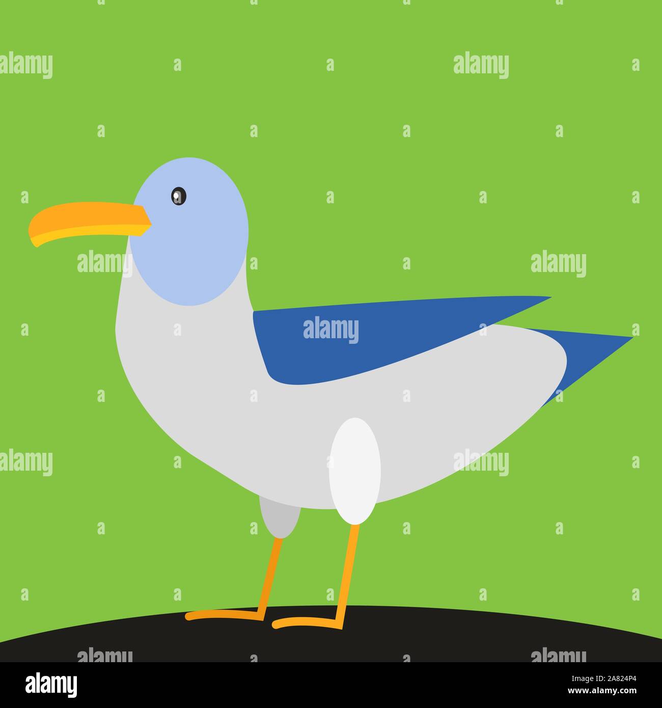 Gull, illustration, vector on white background Stock Vector Image & Art ...