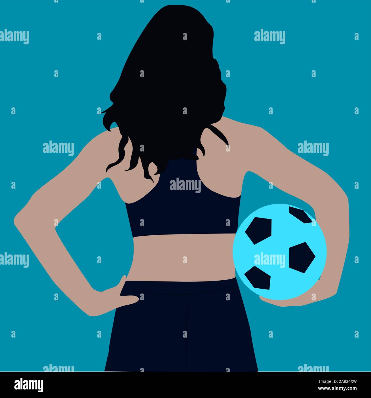 Girl holding ball, illustration, vector on white background Stock ...