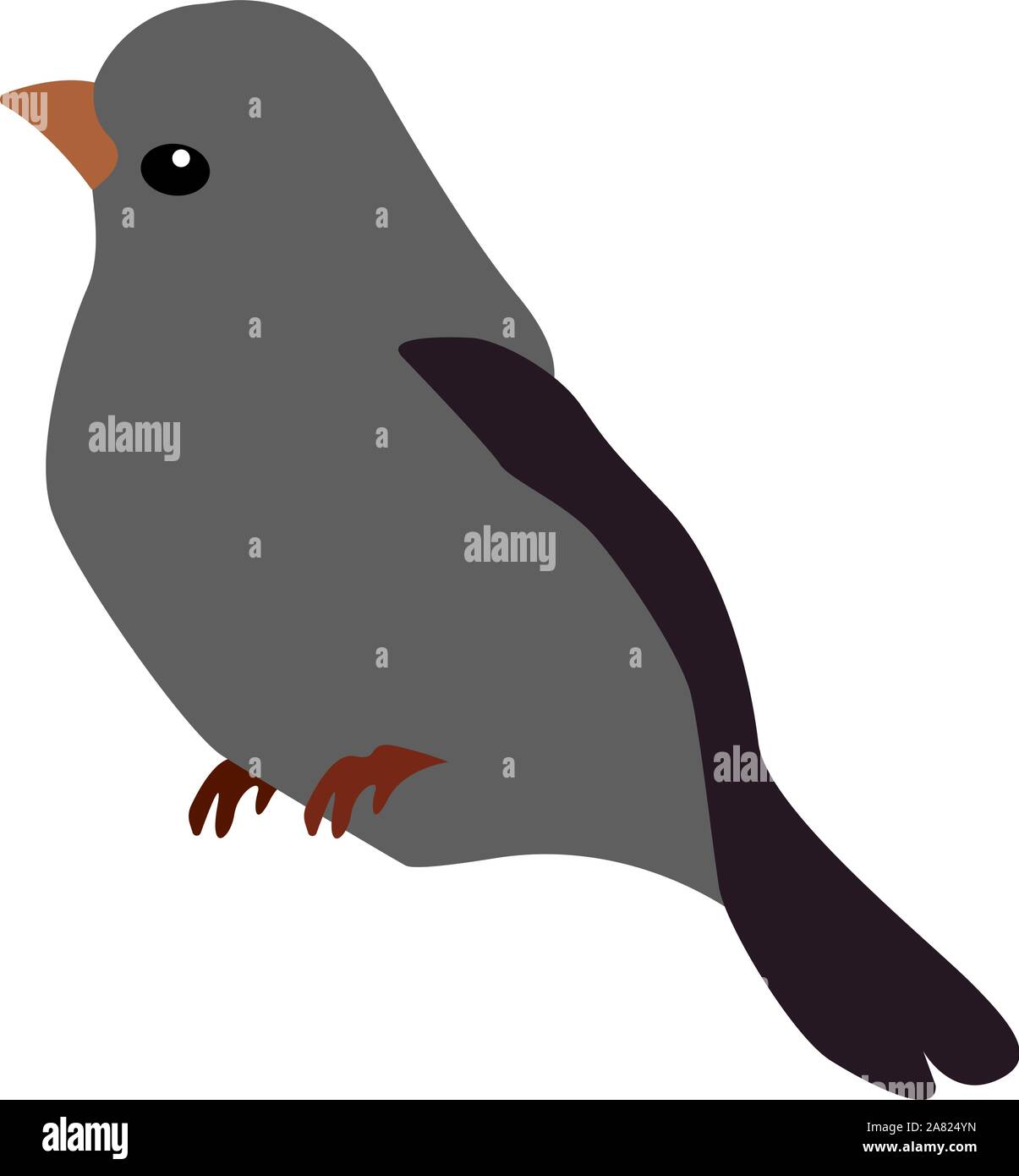 Grey bird, illustration, vector on white background Stock Vector Image ...