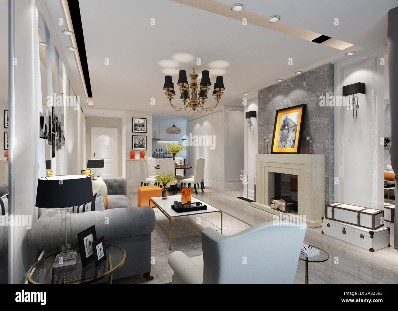 3d render of living room Stock Photo - Alamy