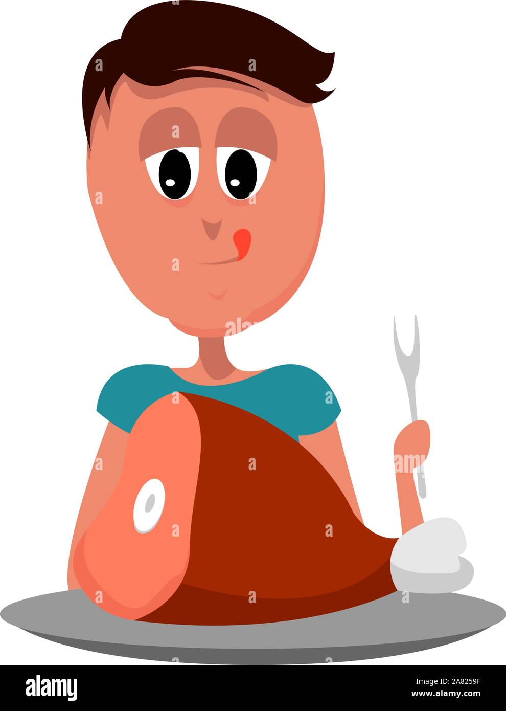 Hungry boy, illustration, vector on white background Stock Vector Image ...