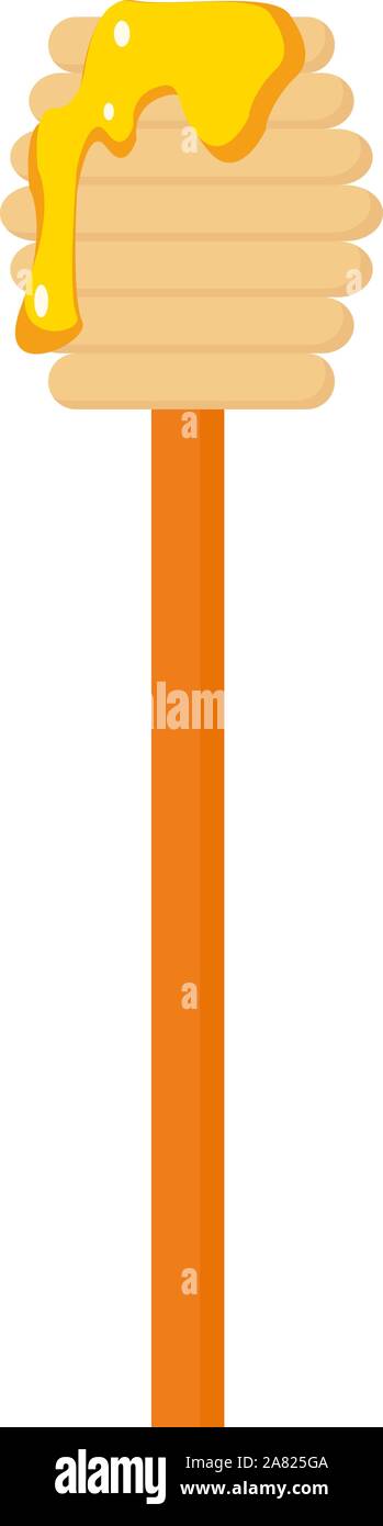 Honey spoon, illustration, vector on white background Stock Vector ...