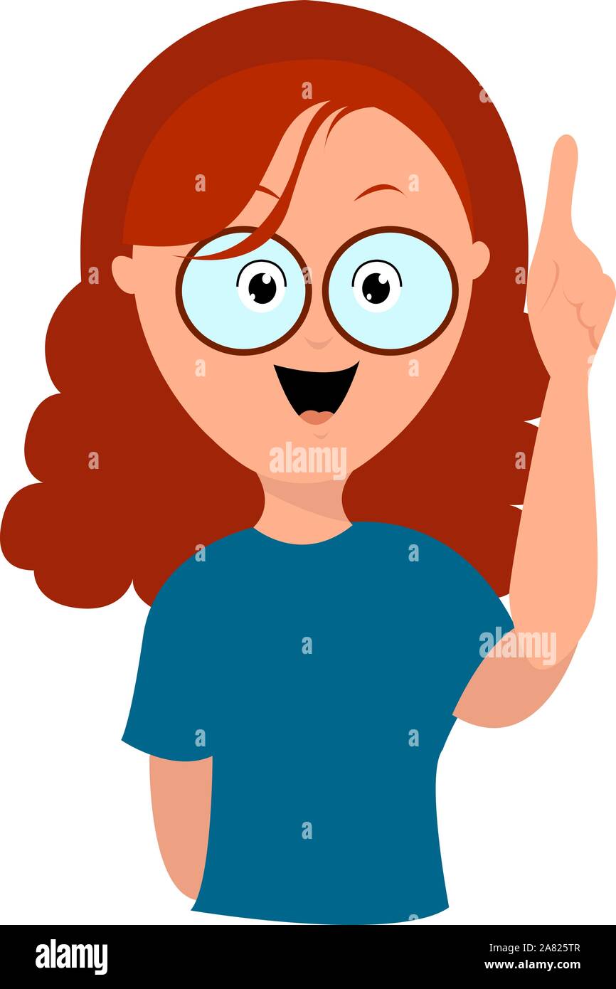 Girl having idea, illustration, vector on white background Stock Vector ...
