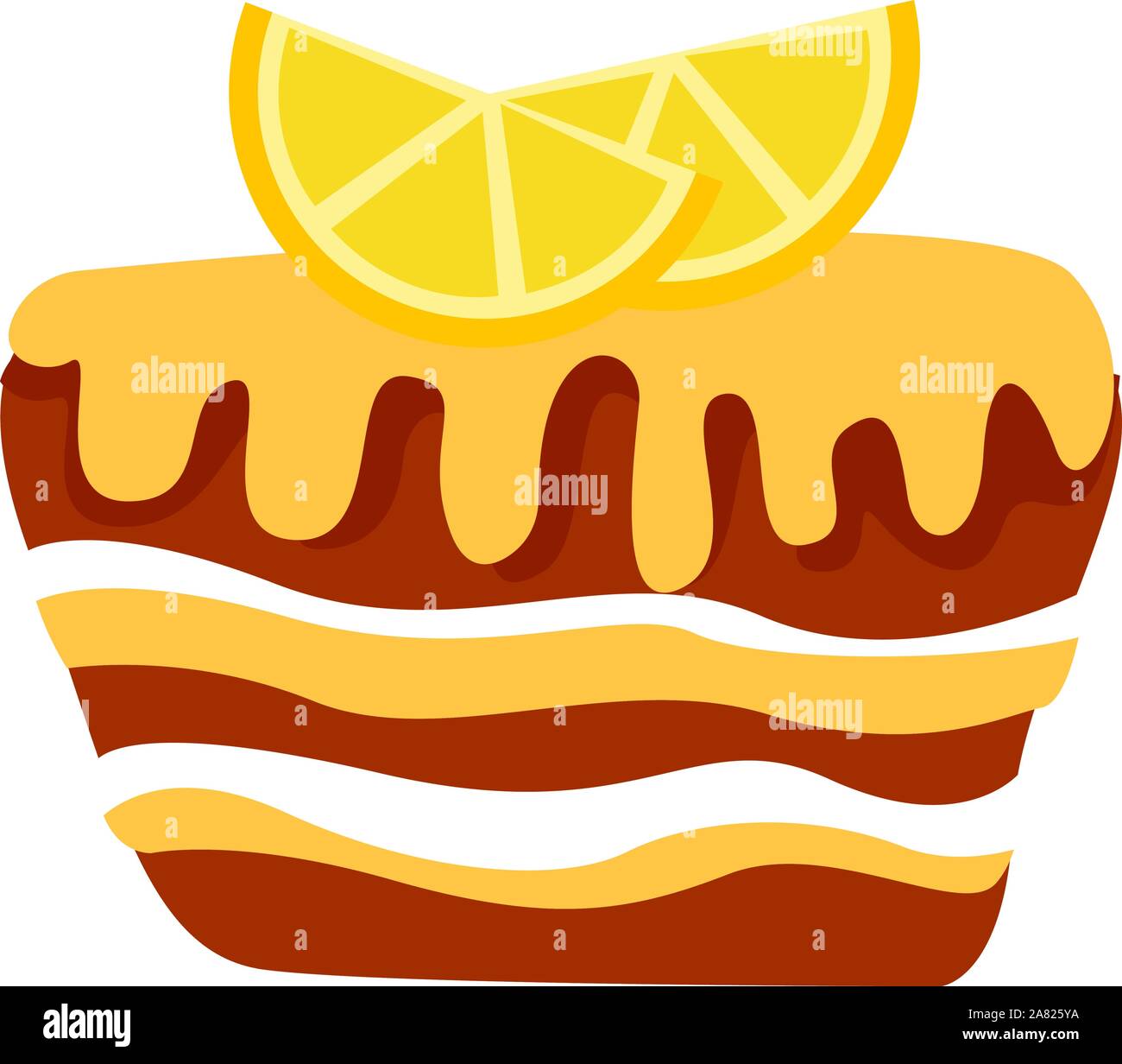 Lemon cake, illustration, vector on white background Stock Vector Image ...