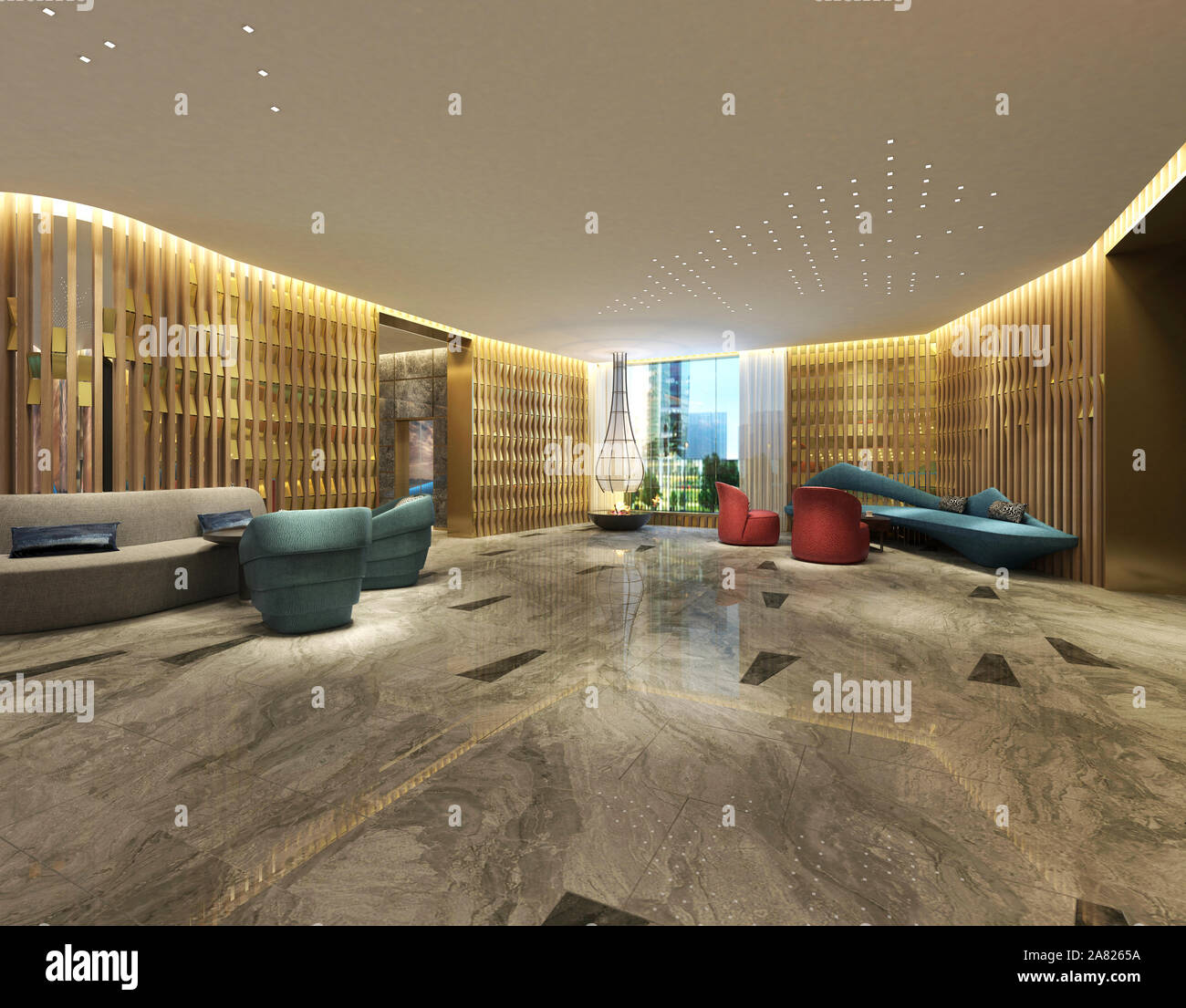 3d render of luxury hotel lobby, lounge Stock Photo - Alamy