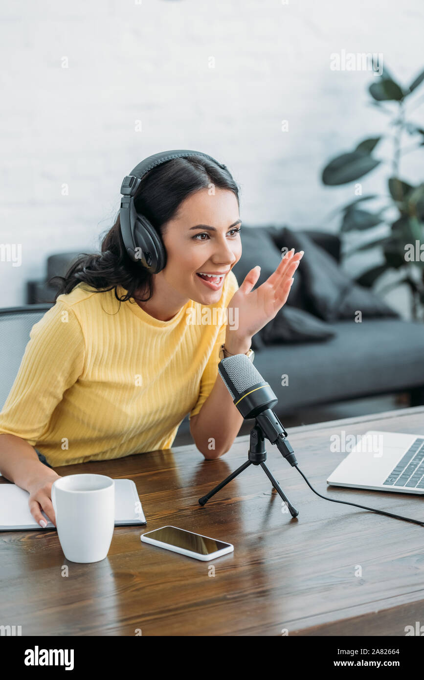 Woman gesturing speaking table hi-res stock photography and images - Alamy