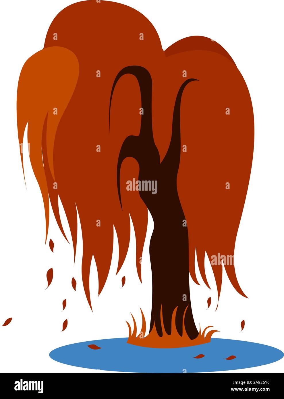 Red tree, illustration, vector on white background Stock Vector Image ...