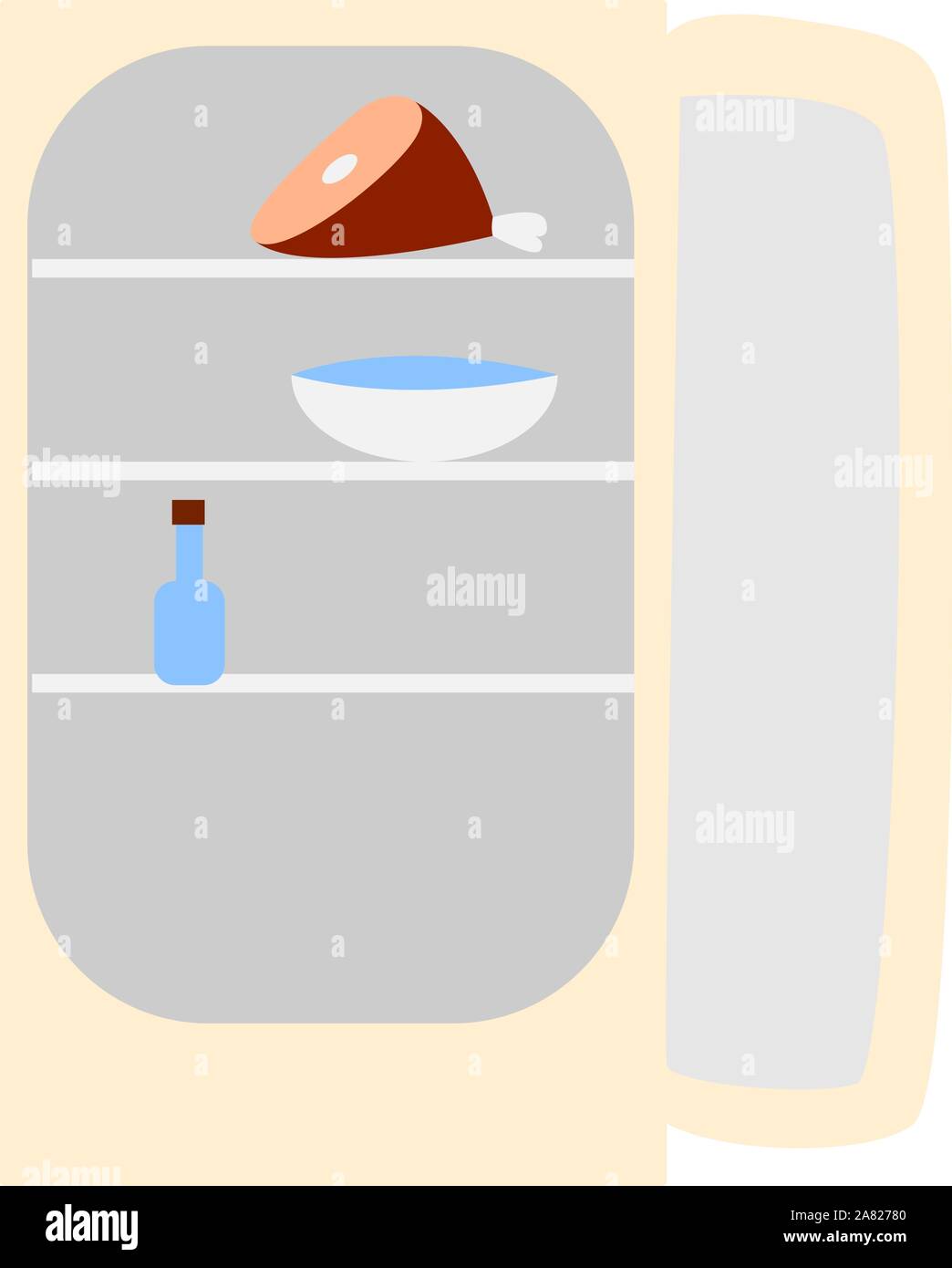 Open fridge, illustration, vector on white background Stock Vector ...