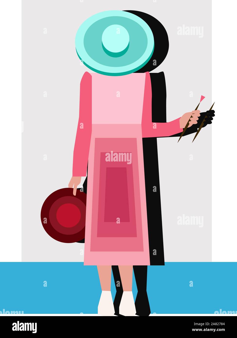 Pink girl, illustration, vector on white background Stock Vector Image ...