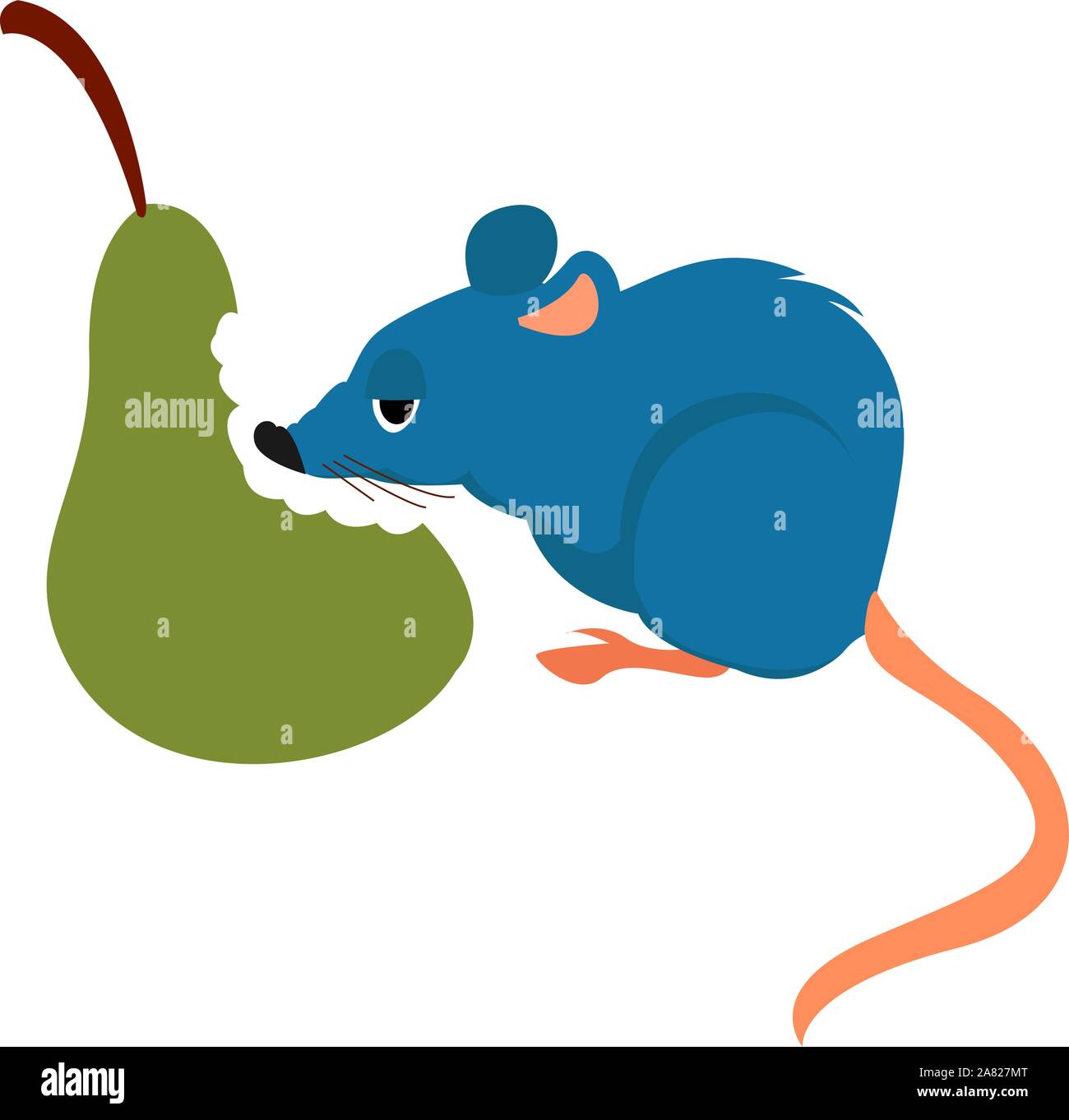 Rat and pear, illustration, vector on white background Stock Vector ...