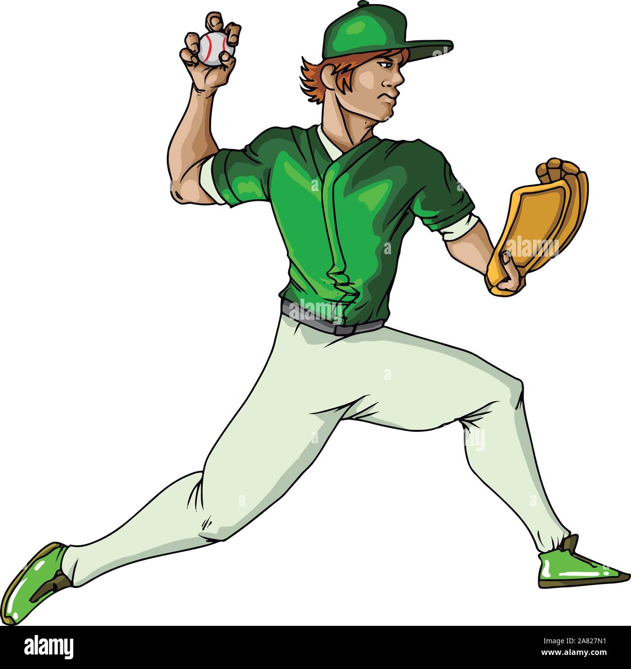 Baseball player throws the ball, illustration, vector on white ...