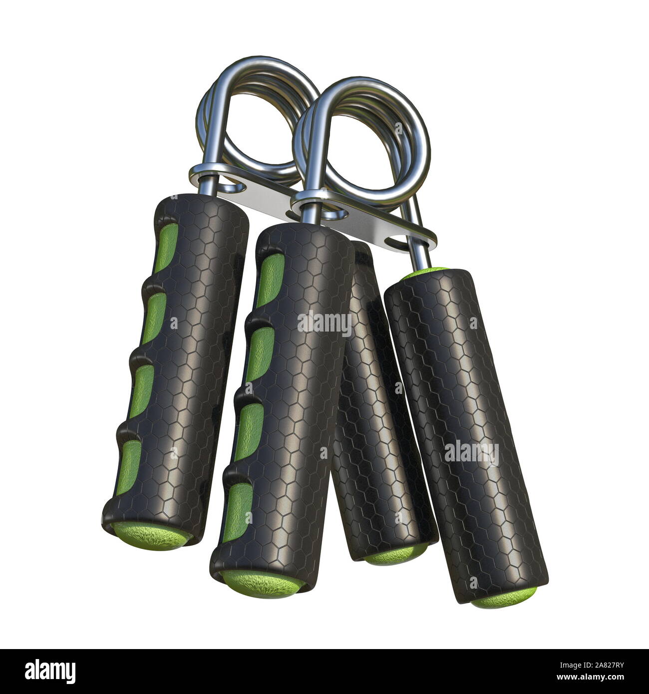 Two fitness hand grippers 3D render illustration isolated on white ...