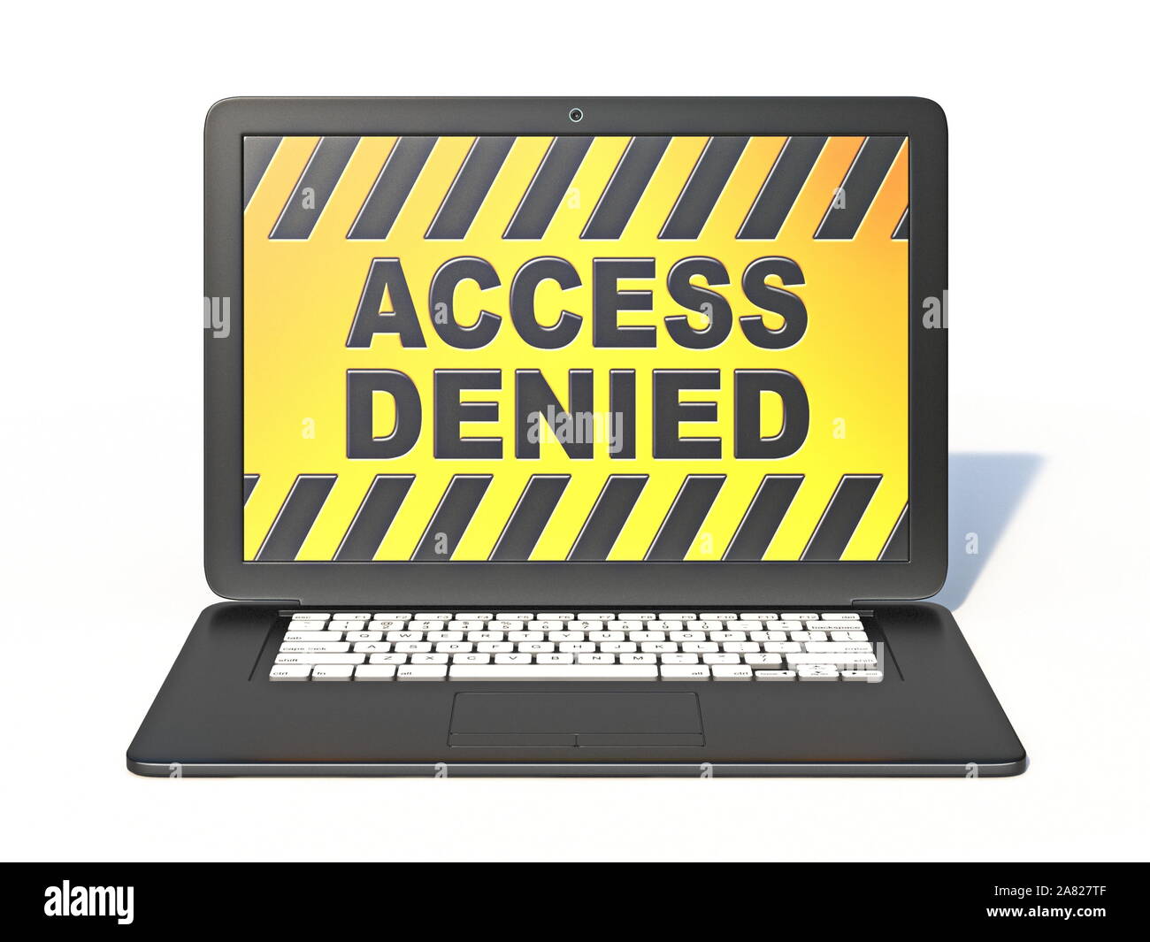 Black laptop with ACCESS DENIED sign on screen 3D rendering isolated on ...