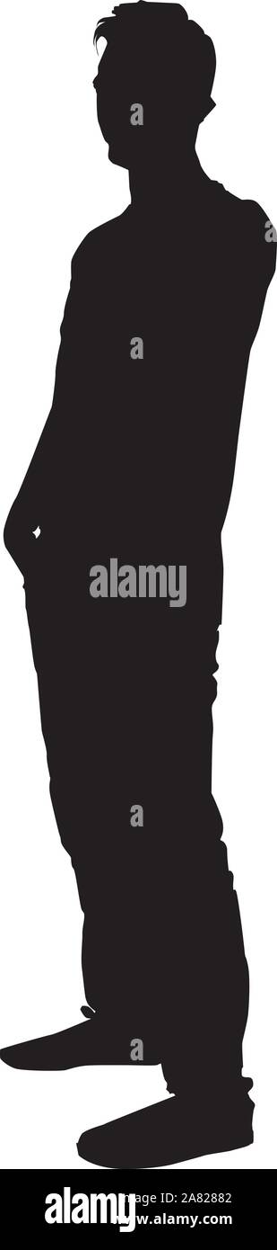 Silhouette of a man facing to the left, illustration, vector on white ...