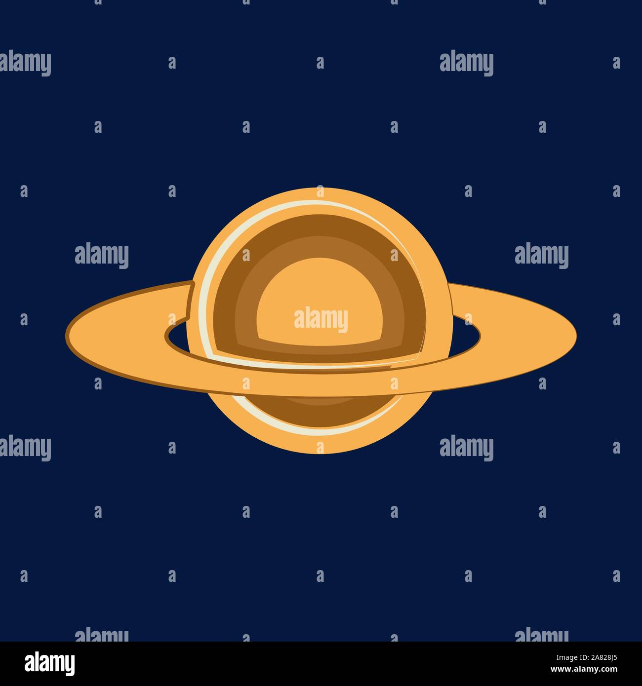 Saturn, illustration, vector on white background Stock Vector Image ...
