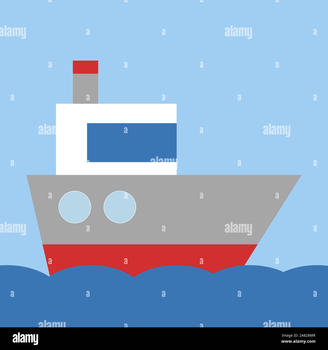 Ship on water, illustration, vector on white background Stock Vector ...
