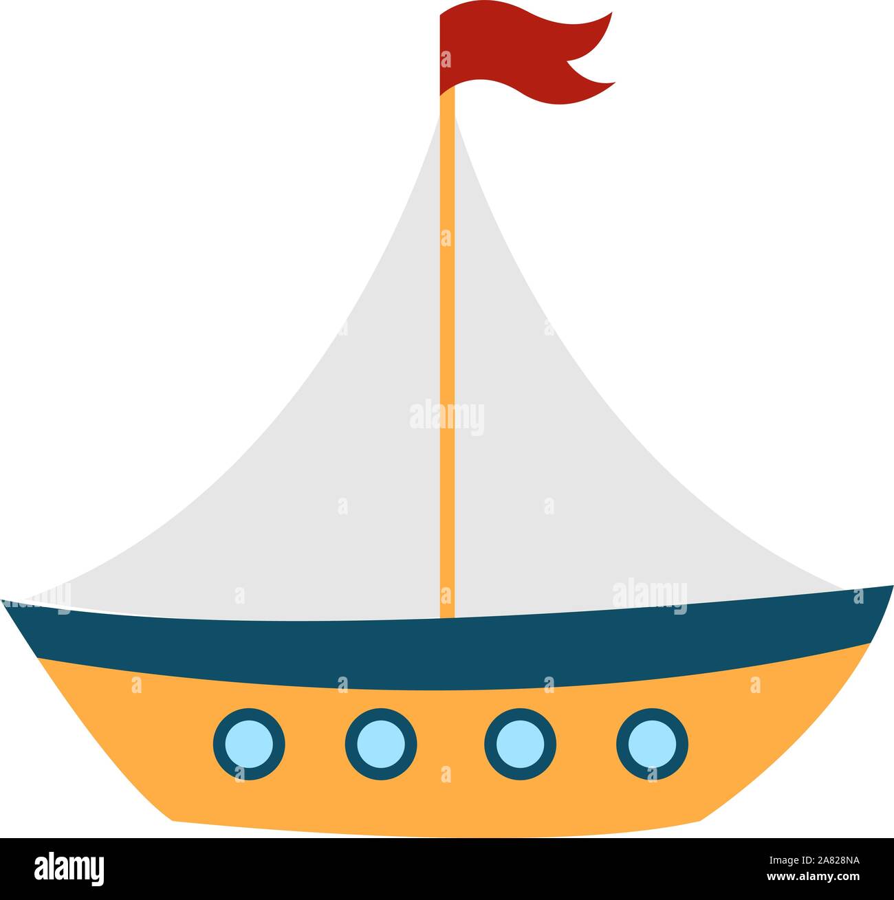 Wooden boat, illustration, vector on white background Stock Vector ...