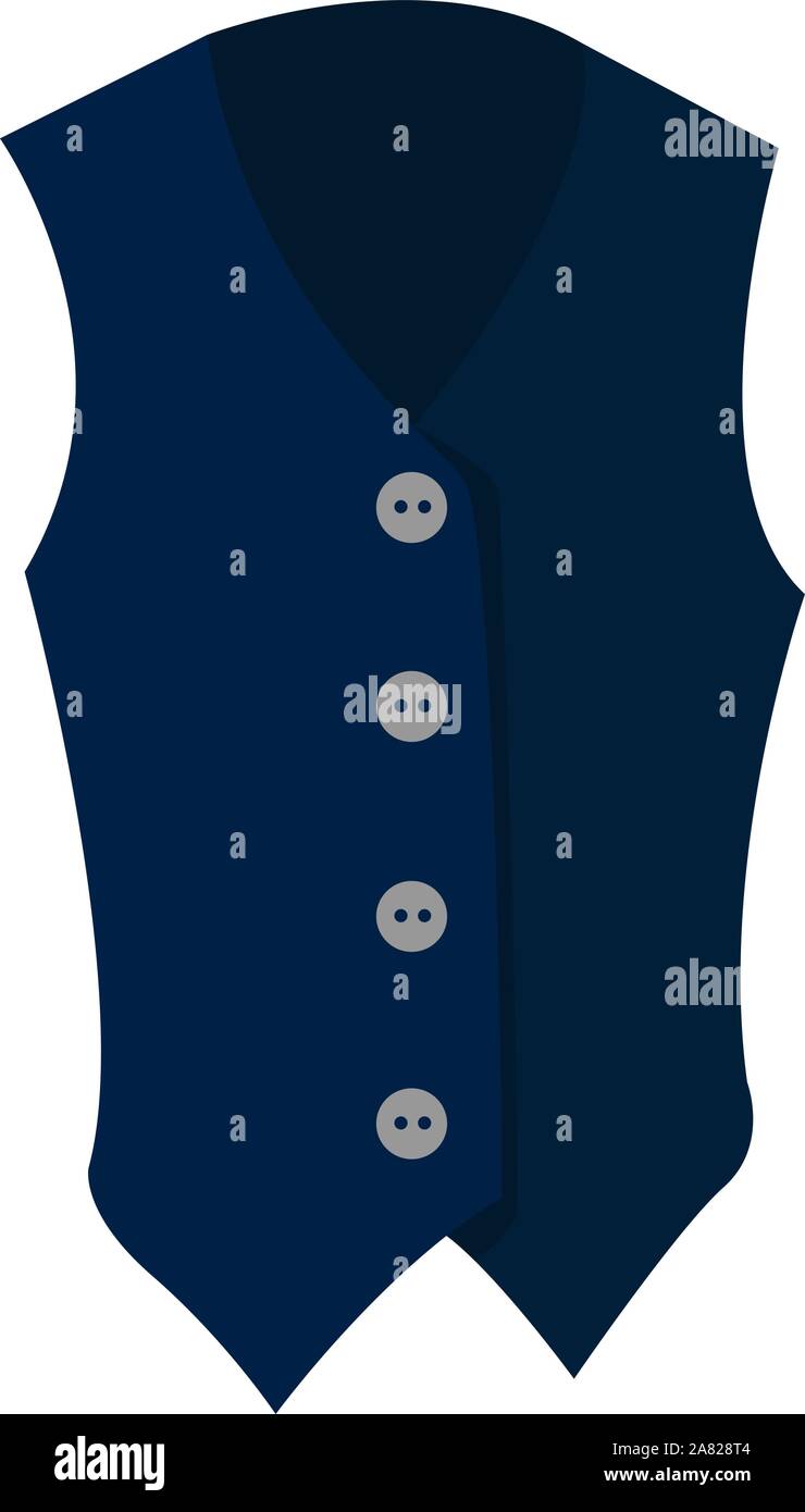 Blue vest, illustration, vector on white background Stock Vector Image ...