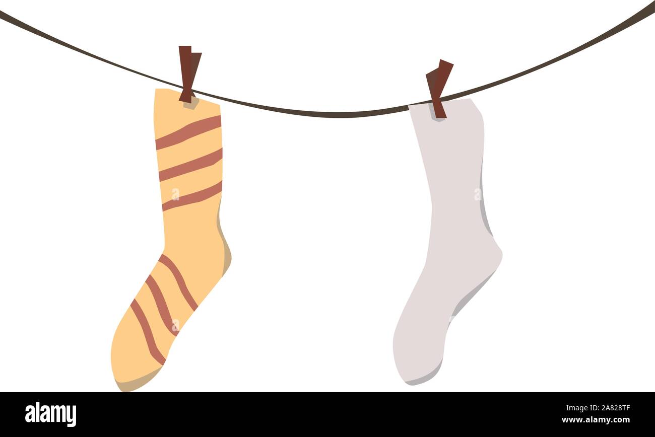 Sock laundry, illustration, vector on white background Stock Vector ...