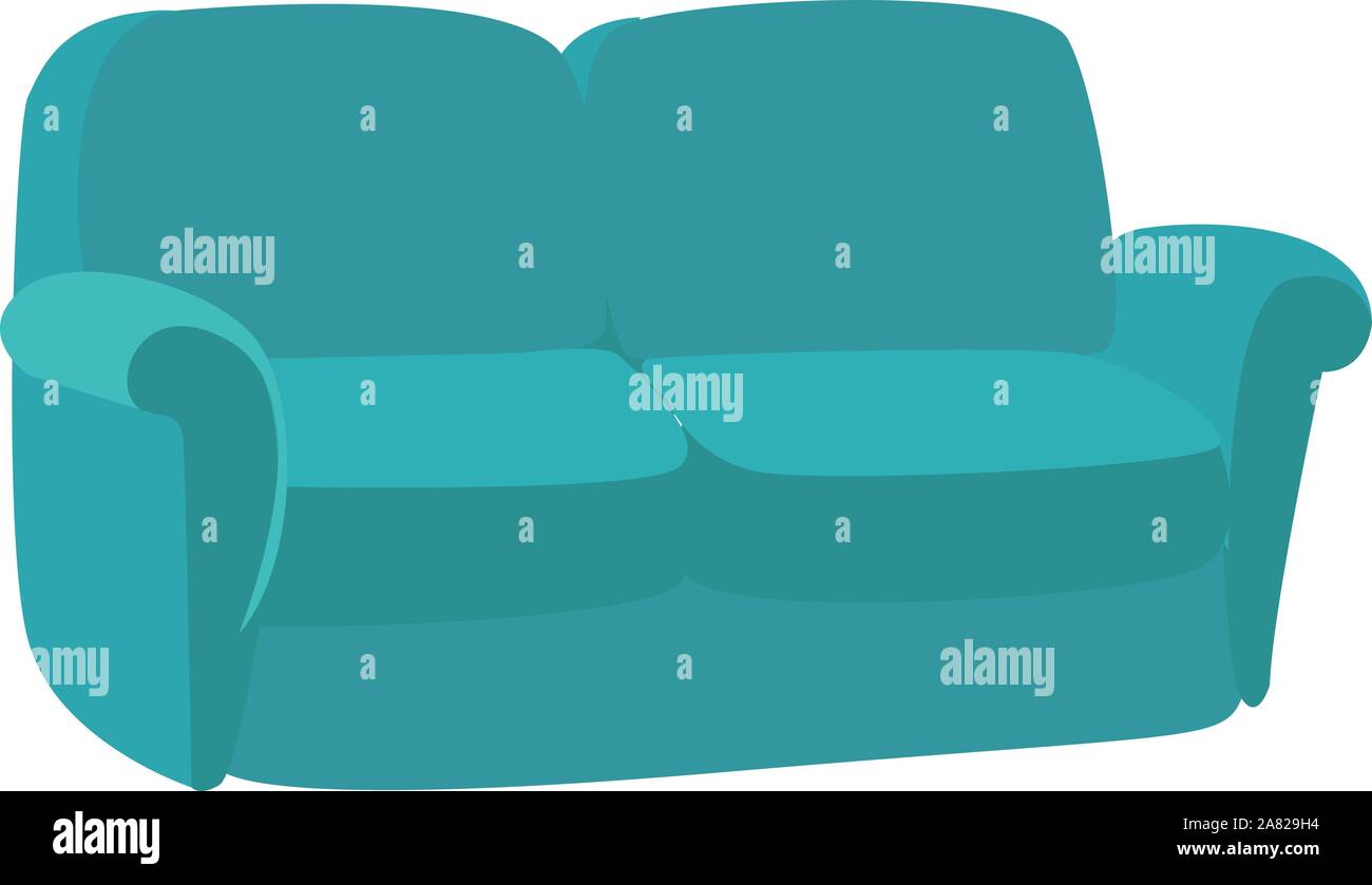 Blue sofa, illustration, vector on white background Stock Vector Image ...