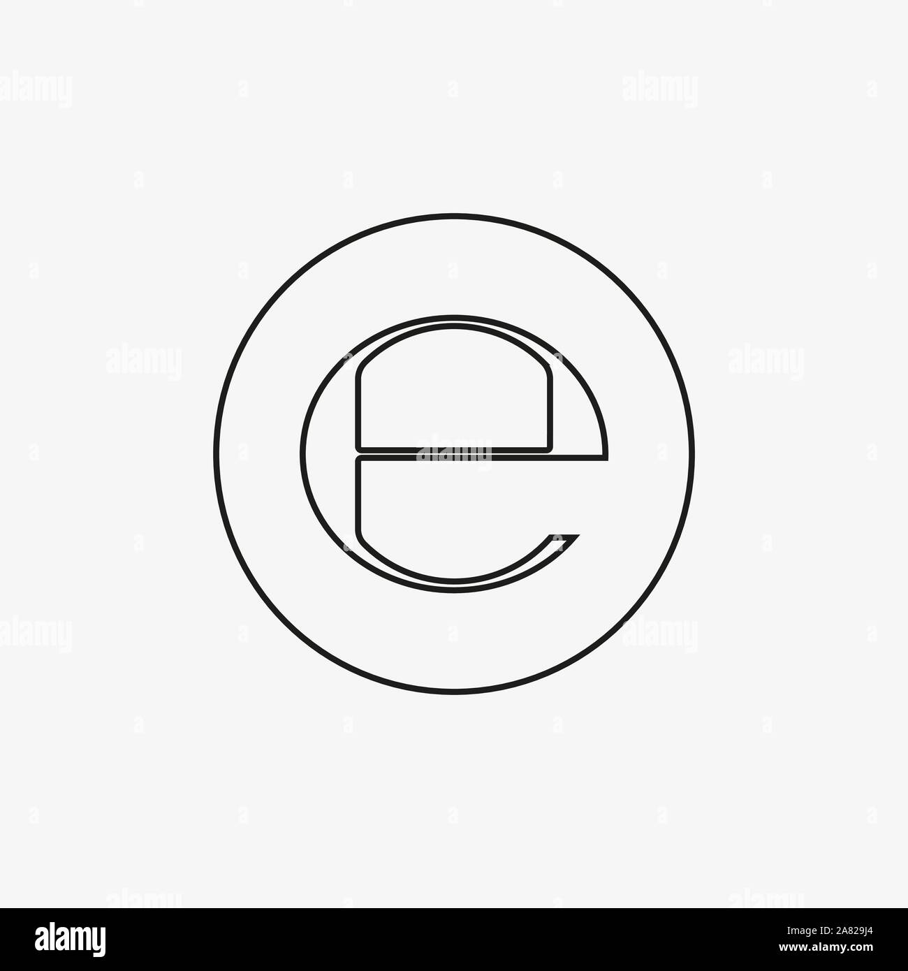 Vector illustration, flat design. Estimated sign, E mark symbol Stock ...