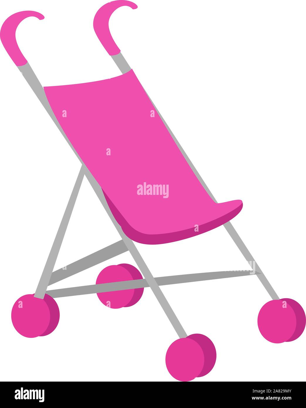 Pink toy stroller, illustration, vector on white background Stock ...