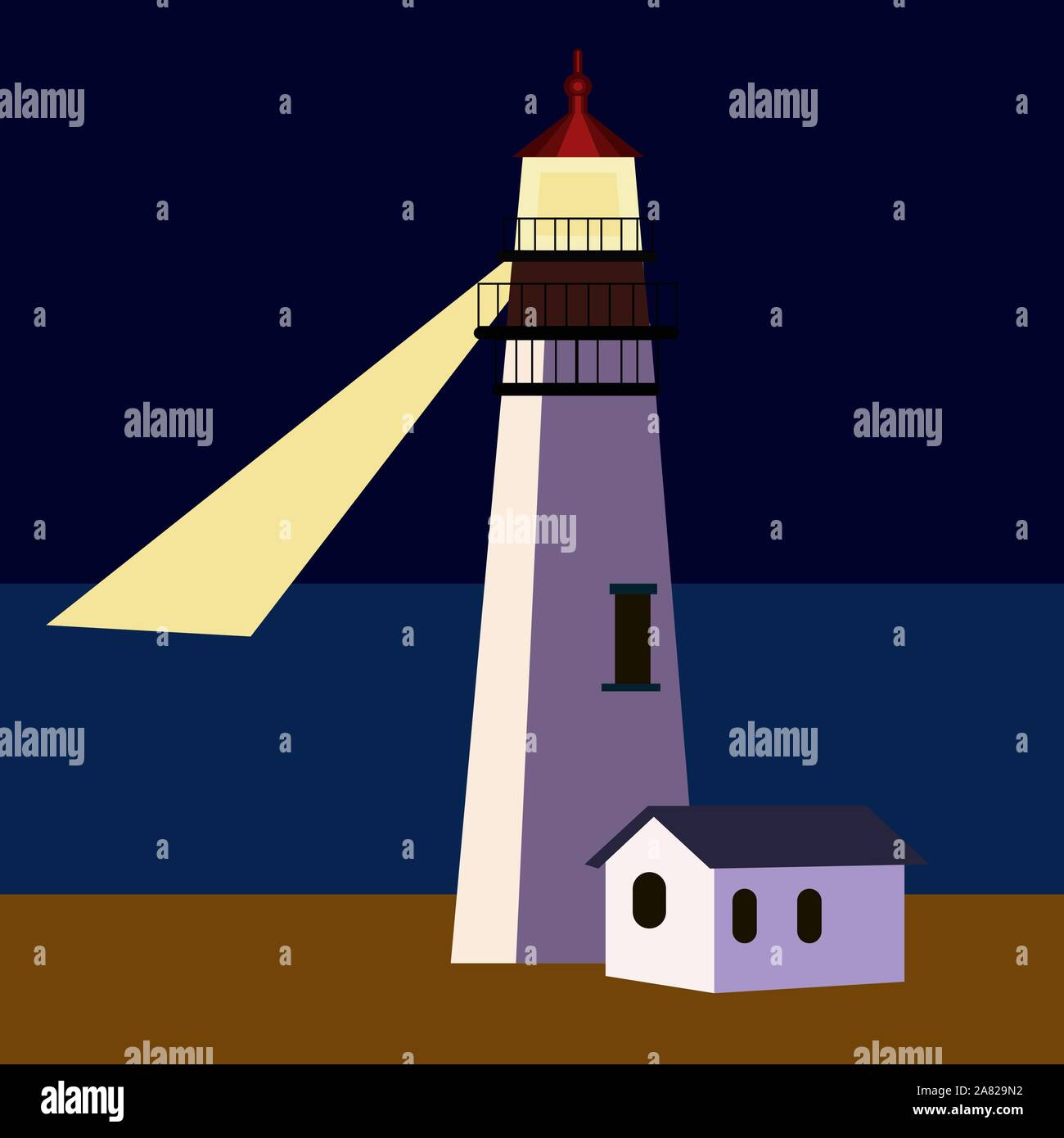 Lighthouse, illustration, vector on white background Stock Vector Image ...