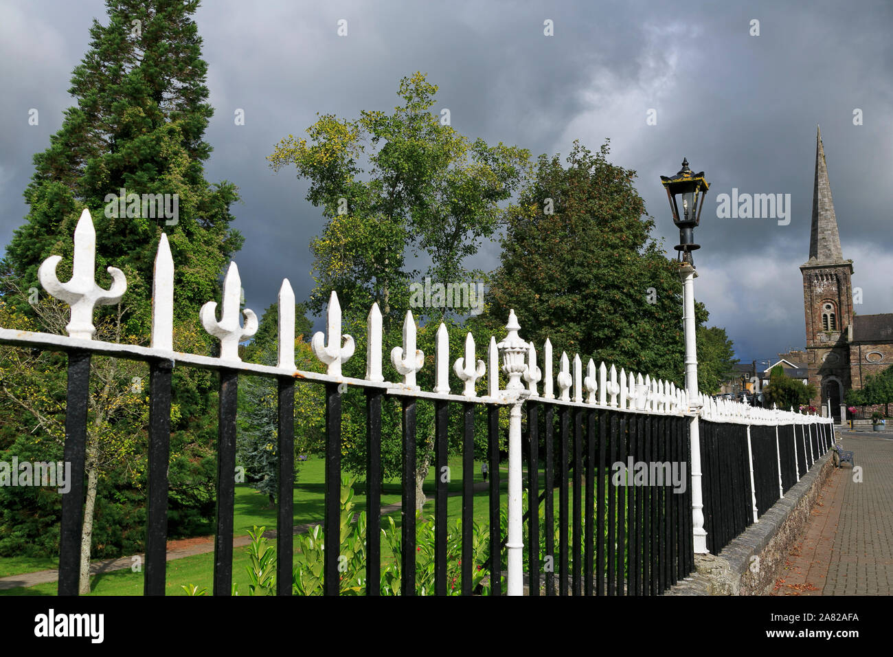 Town Park fence & Christ Church, Fermoy Town, County Cork, Ireland ...
