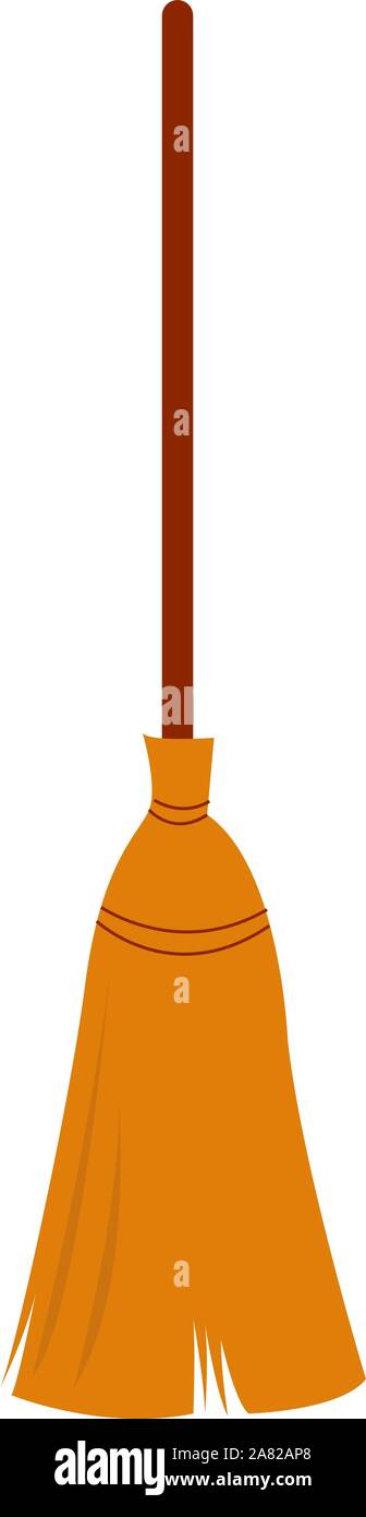 Wooden broom, illustration, vector on white background Stock Vector ...