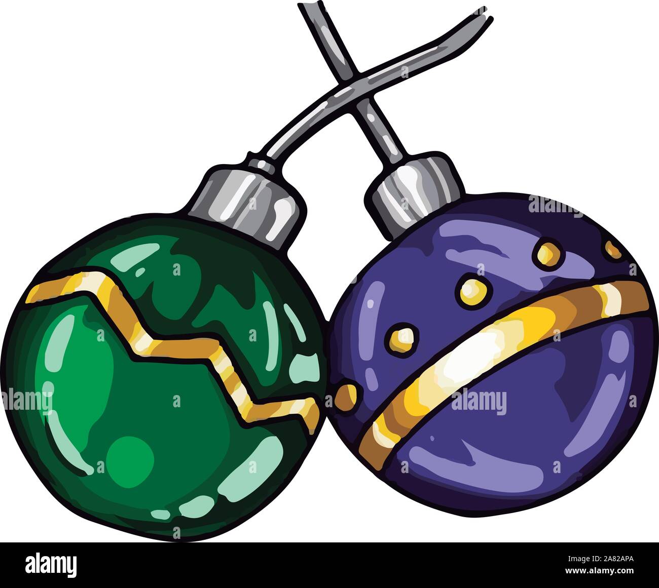 Two decorative balls, illustration, vector on white background Stock ...